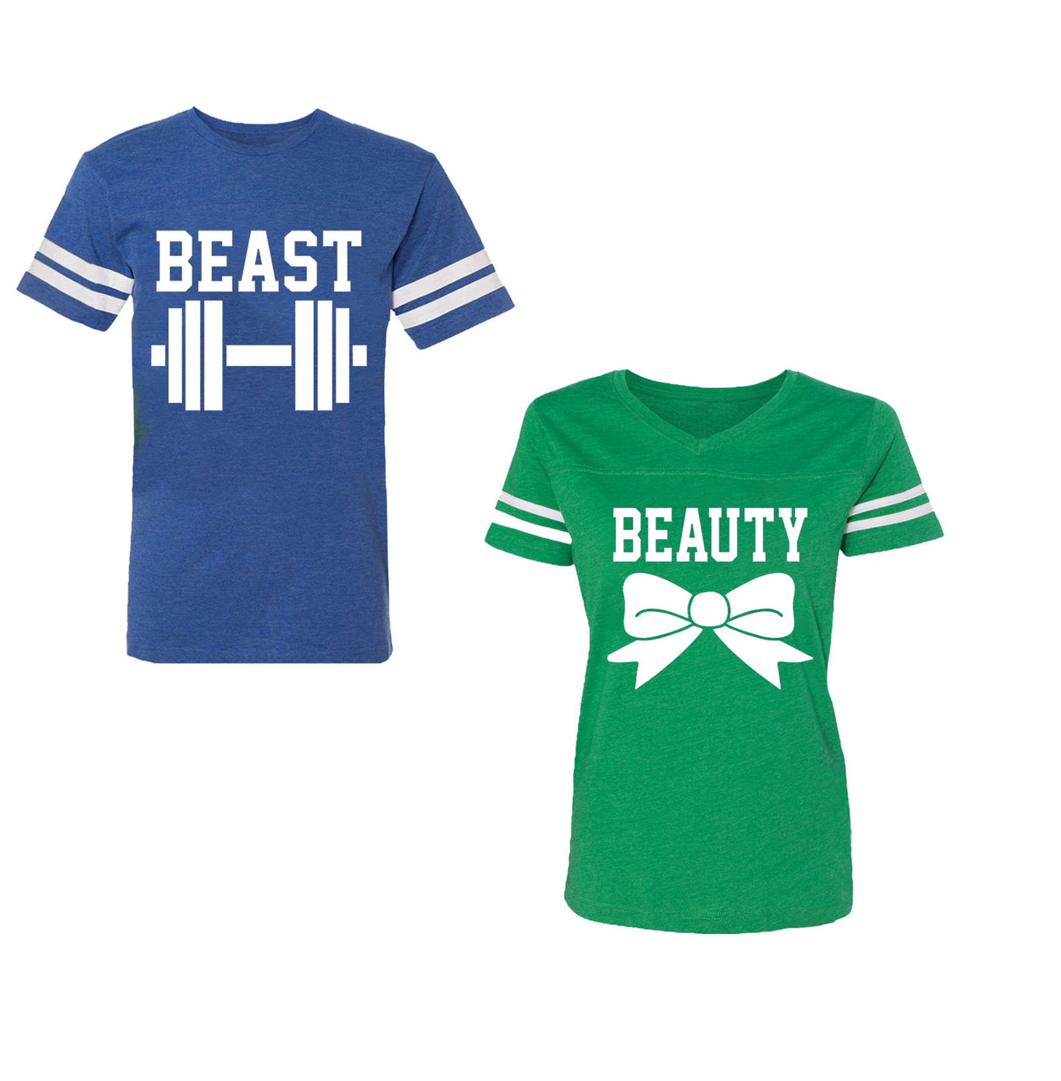 Old Beast Beauty Unisex Couple Matching Cotton Jersey style T-Shirt ...