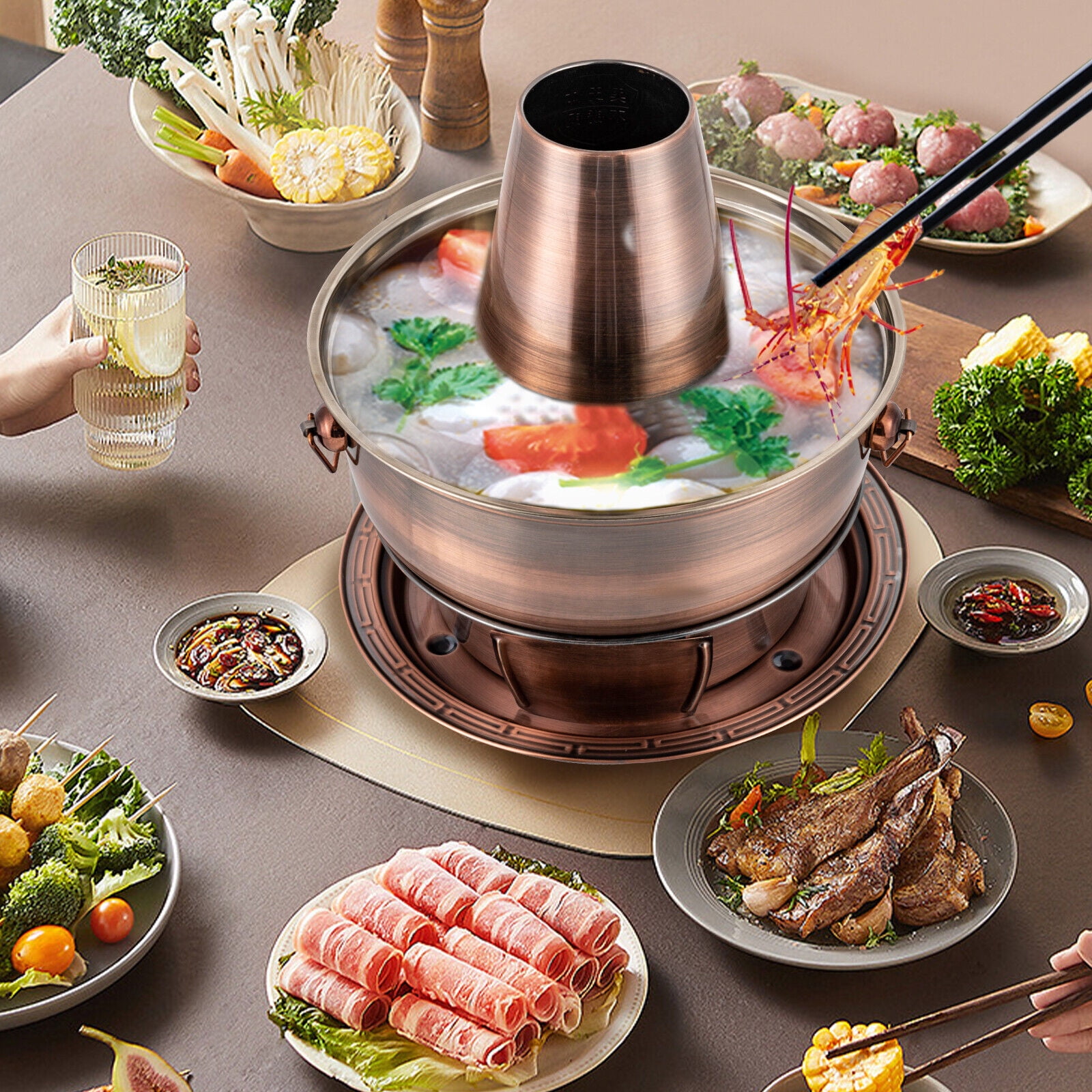 Old Beijing Chinese Hotpot Traditional Bronze Charcoal Pot Tongs ...