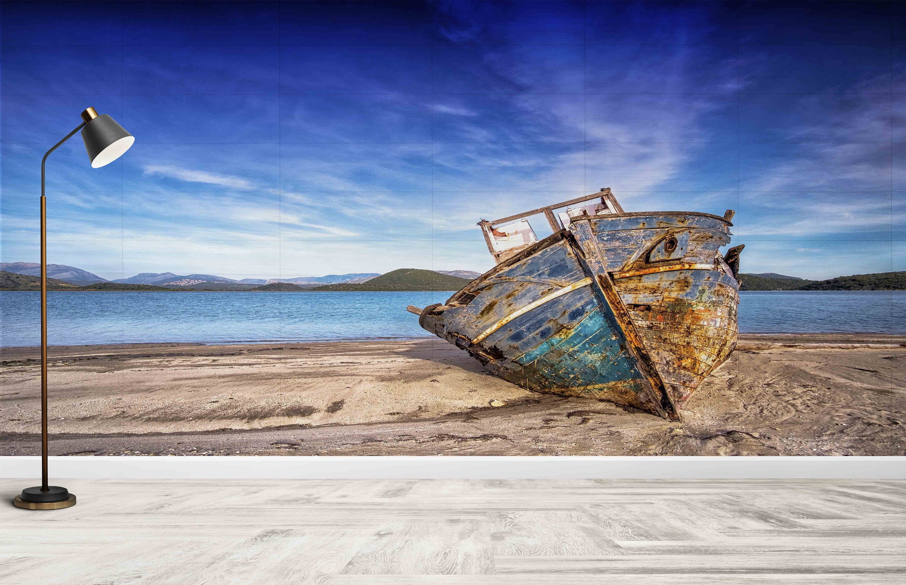 Old Boat On The Beach Wall Art, 3d Wallpaper, Beach Landscape Wallpaper ...