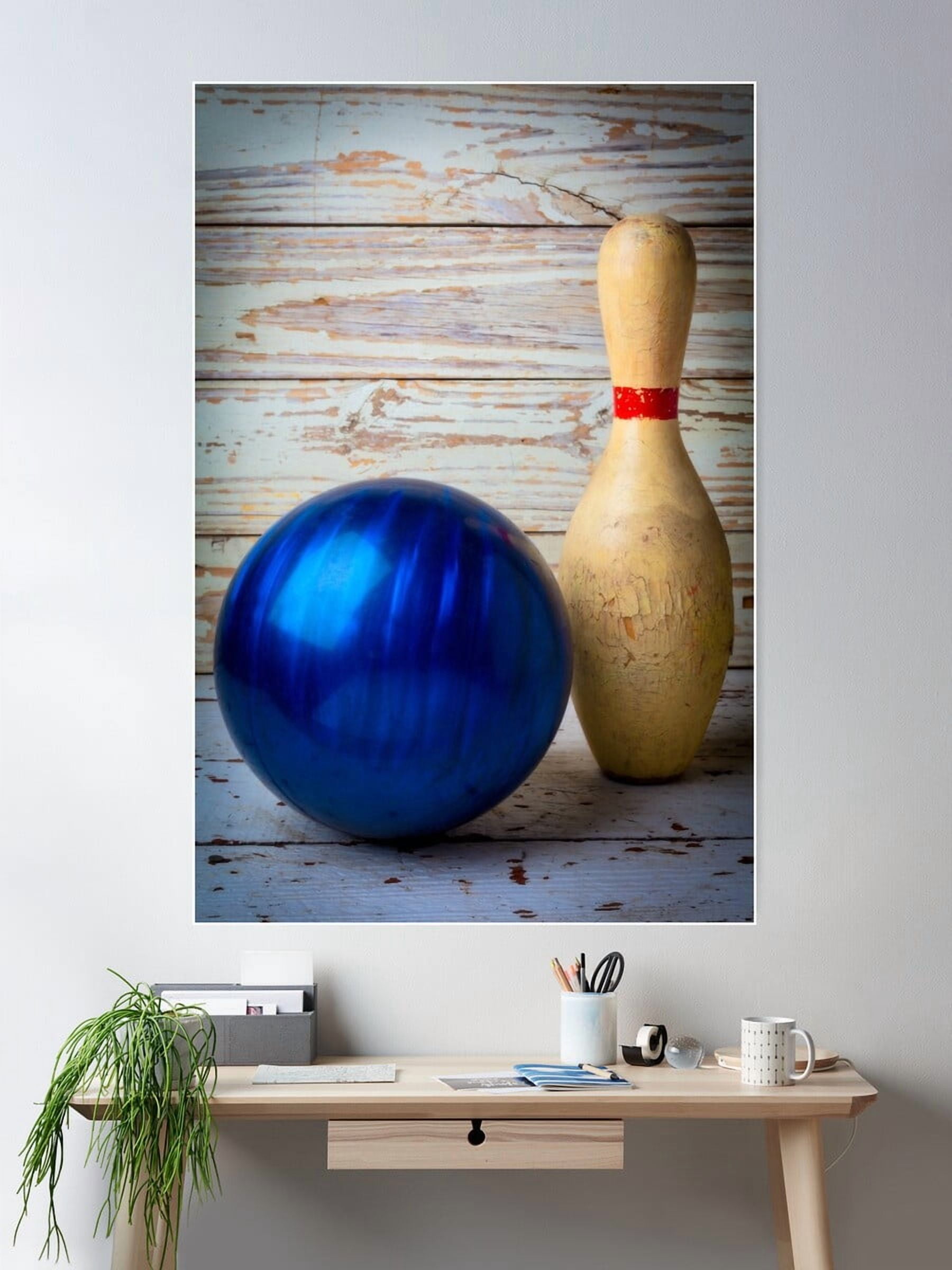 Old Bowling Ball And Pin Poster Wall Art, Modern Wall Decor For Living ...