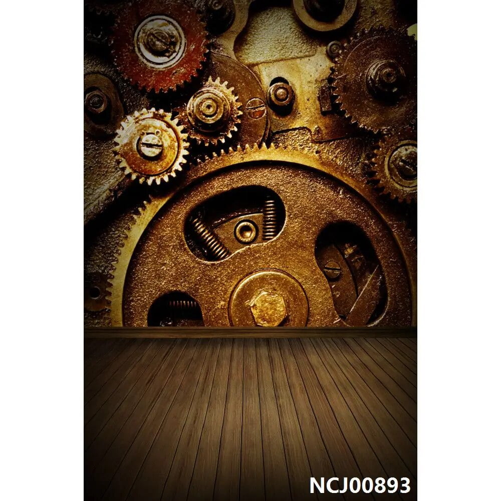 Old Brick Wall Wooden Floor Steampunk House Rusty Gears Photography ...