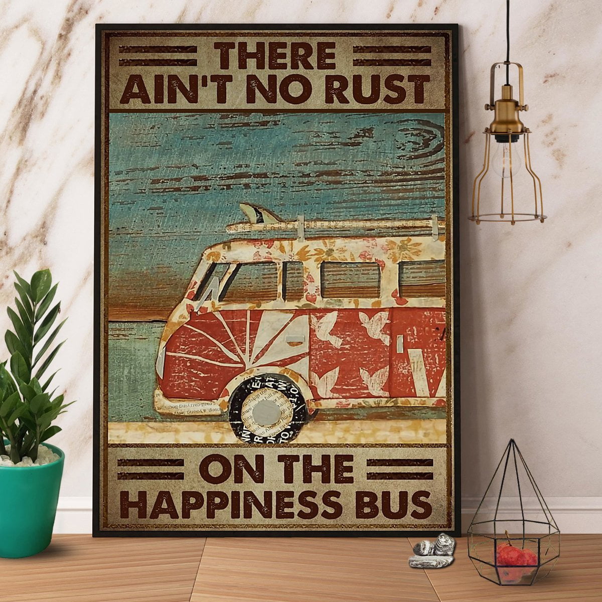Old Bus There Ain'T No Rust On The Happiness Bus Vintage Paper Poster ...