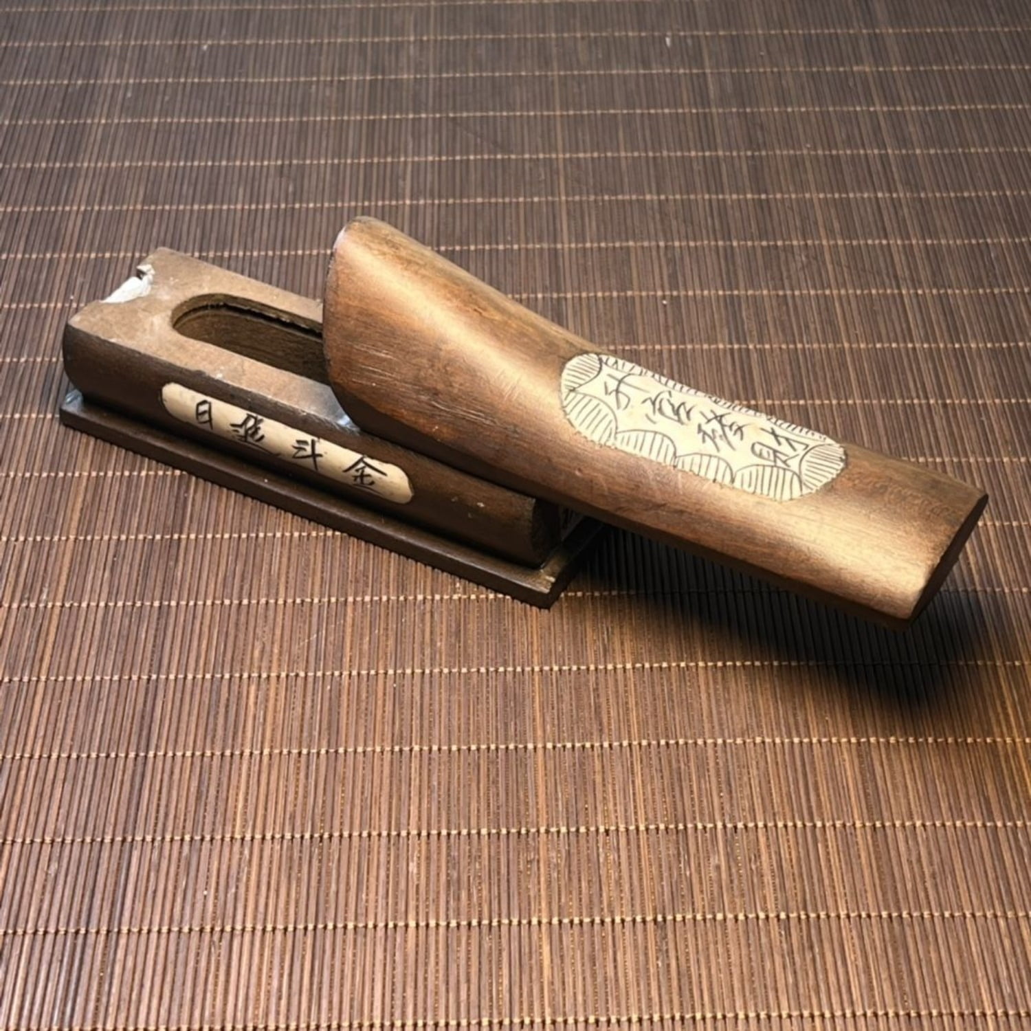 Old Camphor Wood Seal Box Carved Handle Small Storage Container Vintage ...