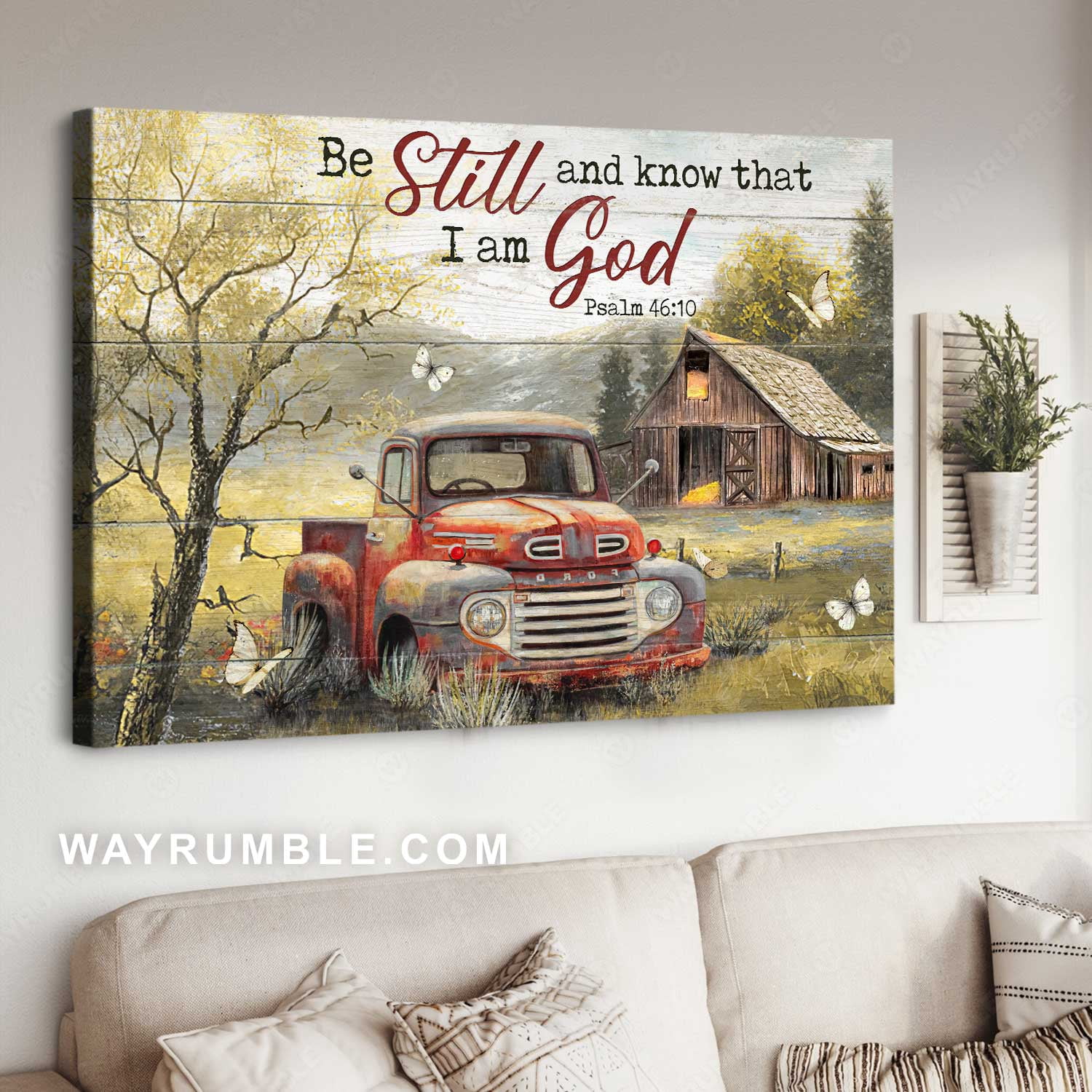 Old Car Painting Peaceful Farm Be Still And Know That I Am God- Jesus ...