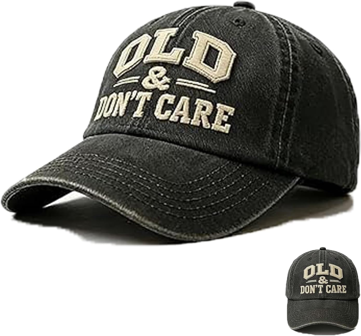 "Old & Don't Care" Vintage Distressed Baseball Cap, Funny Retirement ...