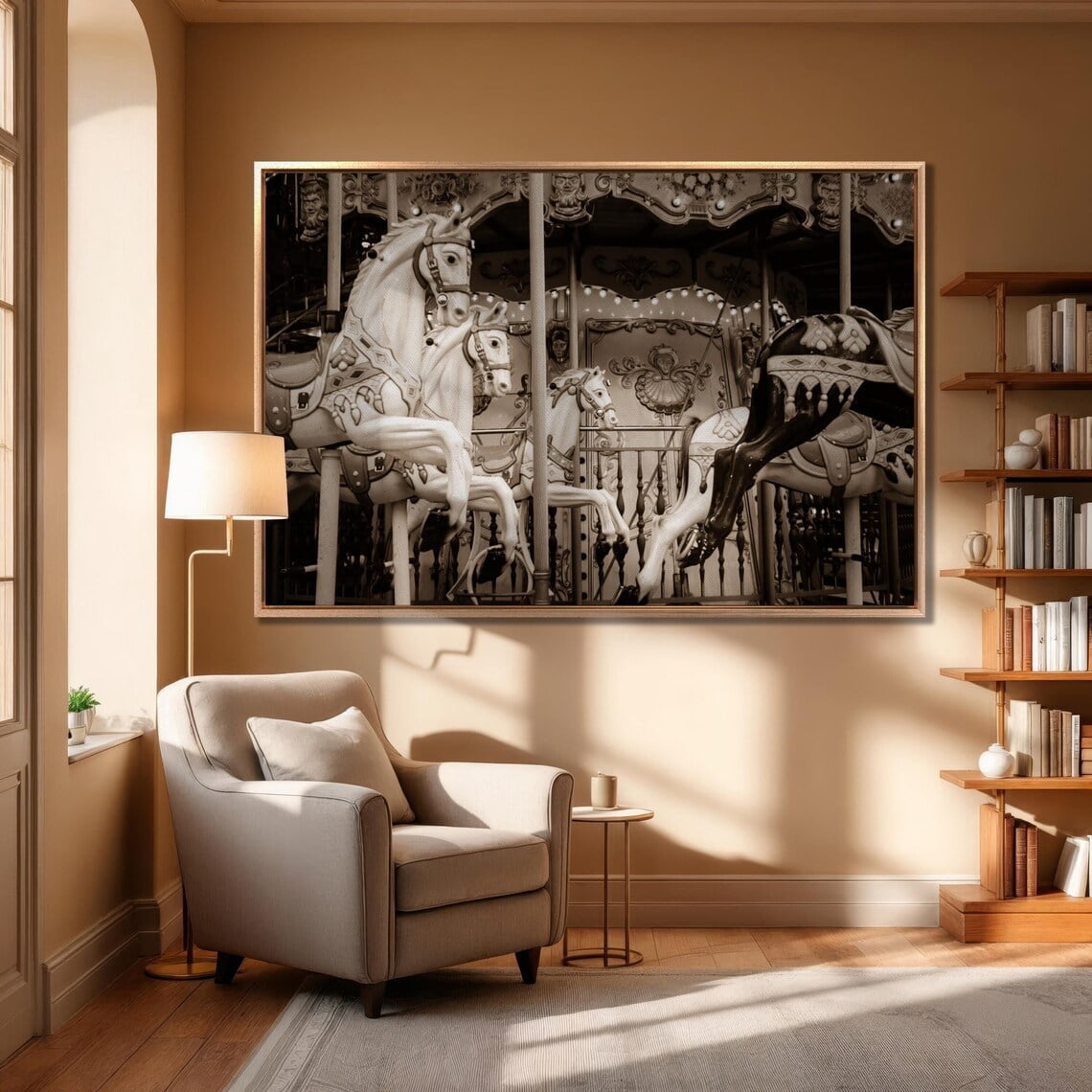 Old Carousel Horses Paris Retro Style Sepia Carousel Art Poster Paris ...