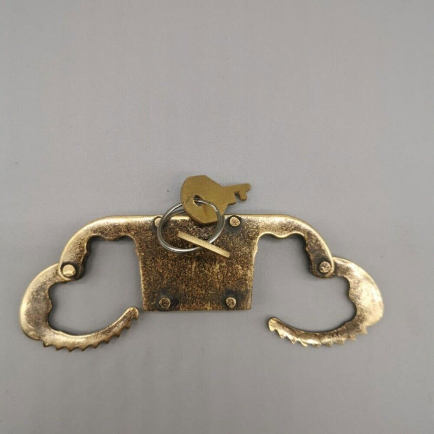 Old Chinese brass and copper handcuffs statue of the Republic of China ...