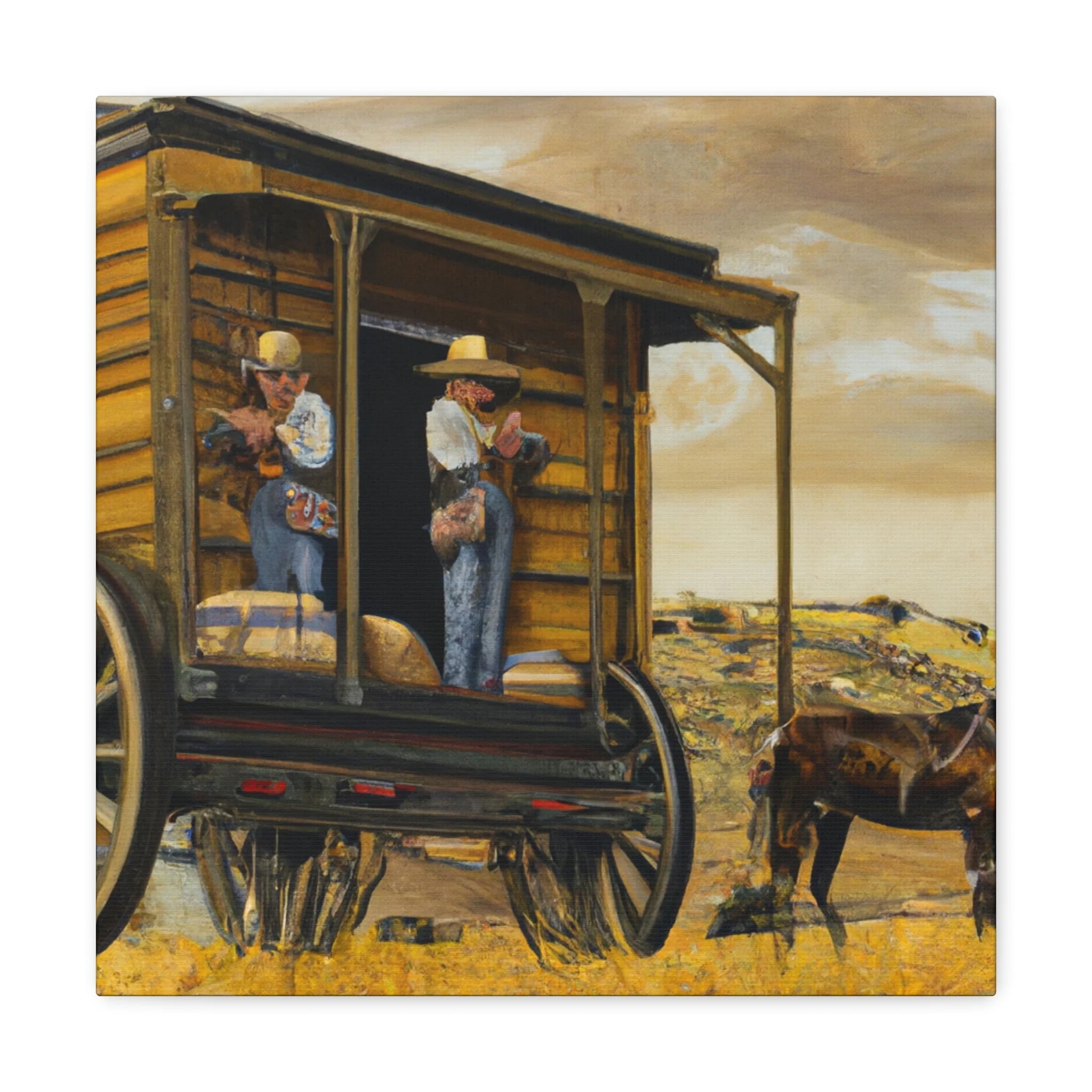 Old Chuck Wagon Scene - Canvas - Walmart.com