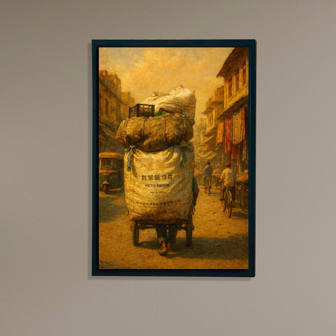 Old City Street Scene, Cultural Urban Life, Bicycle And Rickshaw Art ...