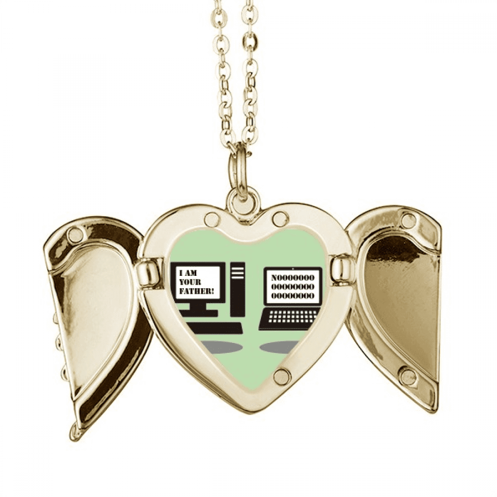Old Computer Notebook Art Deco Fashion Folded Wings Peach Heart Pendant ...