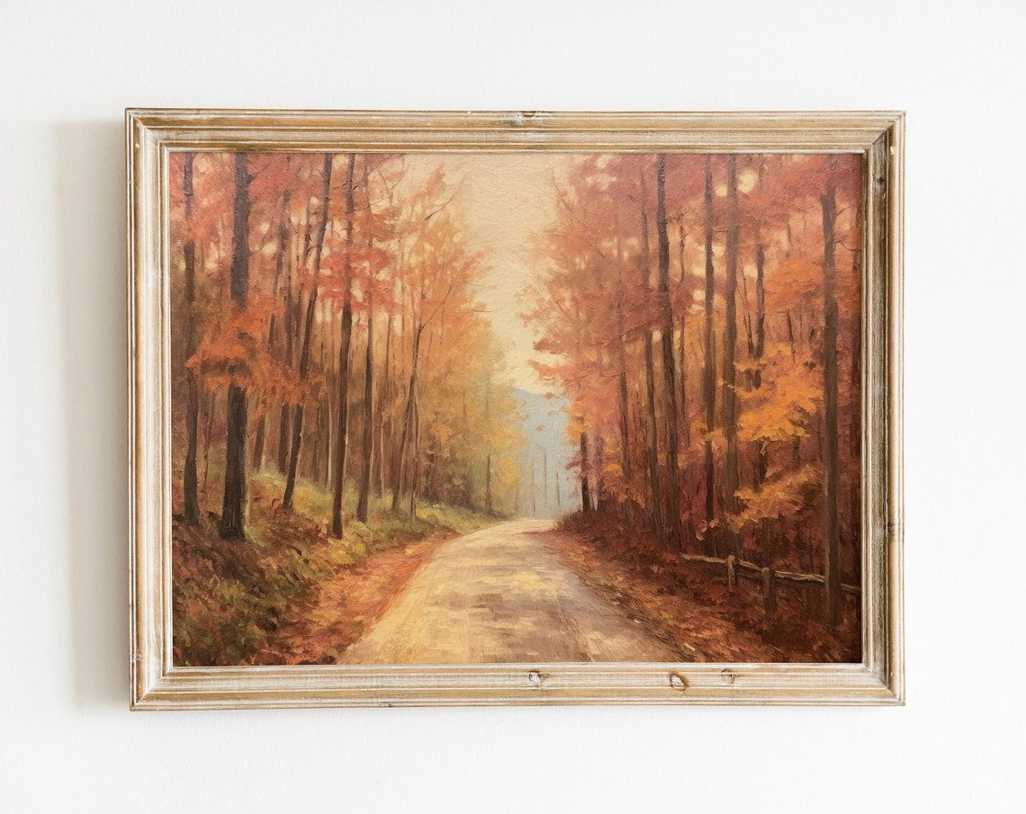 Old Country Road Rustic Print, Farmhouse Decor, Fall Wall Art, Autumn ...