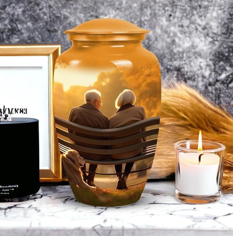 Old Couple Memorial Urn for Human Ashes, Decorative Keepsake Urn ...