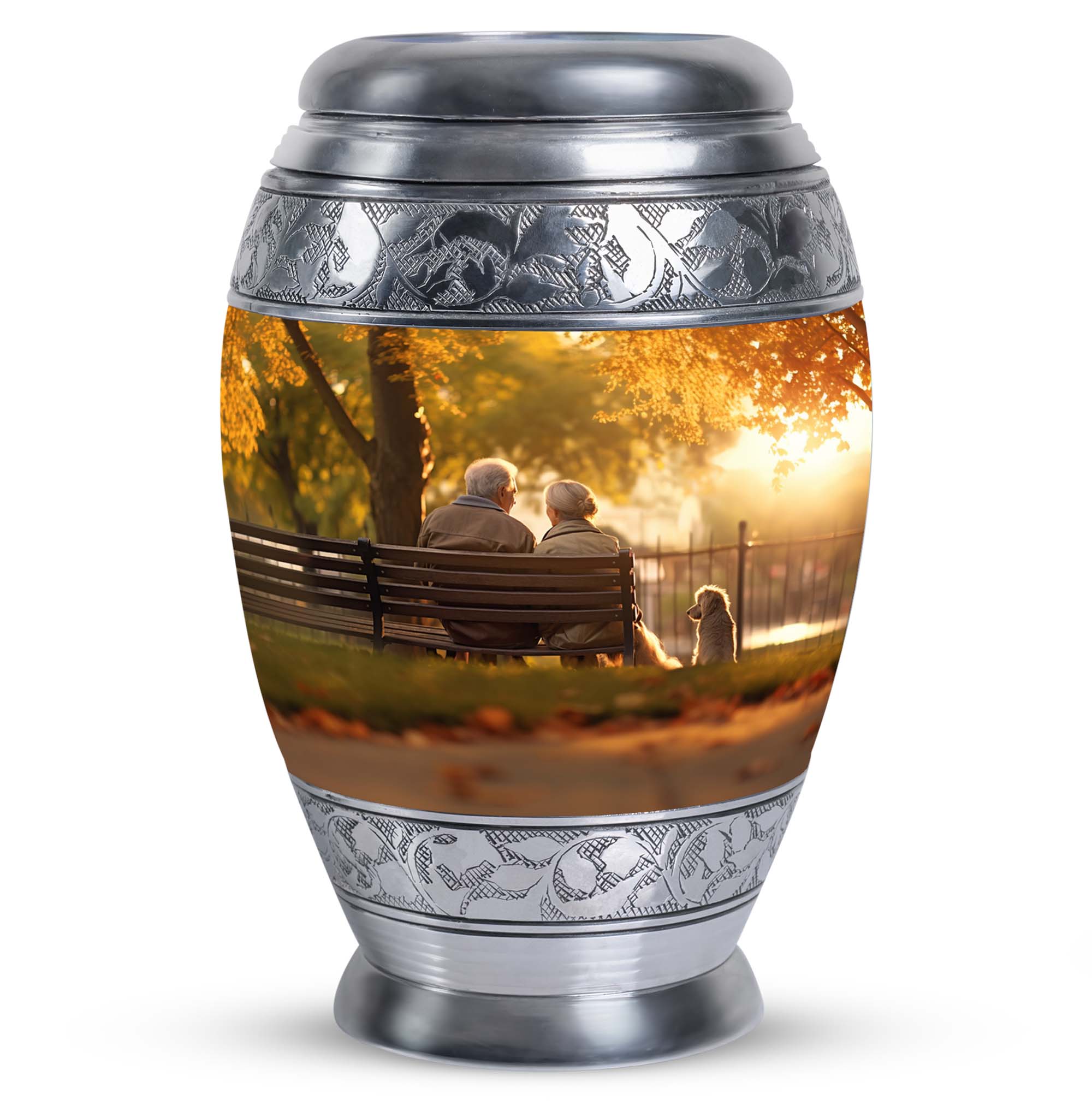 Old Couple Sitting On Bench Small Urns For Human Ashes, Cremation Urns ...