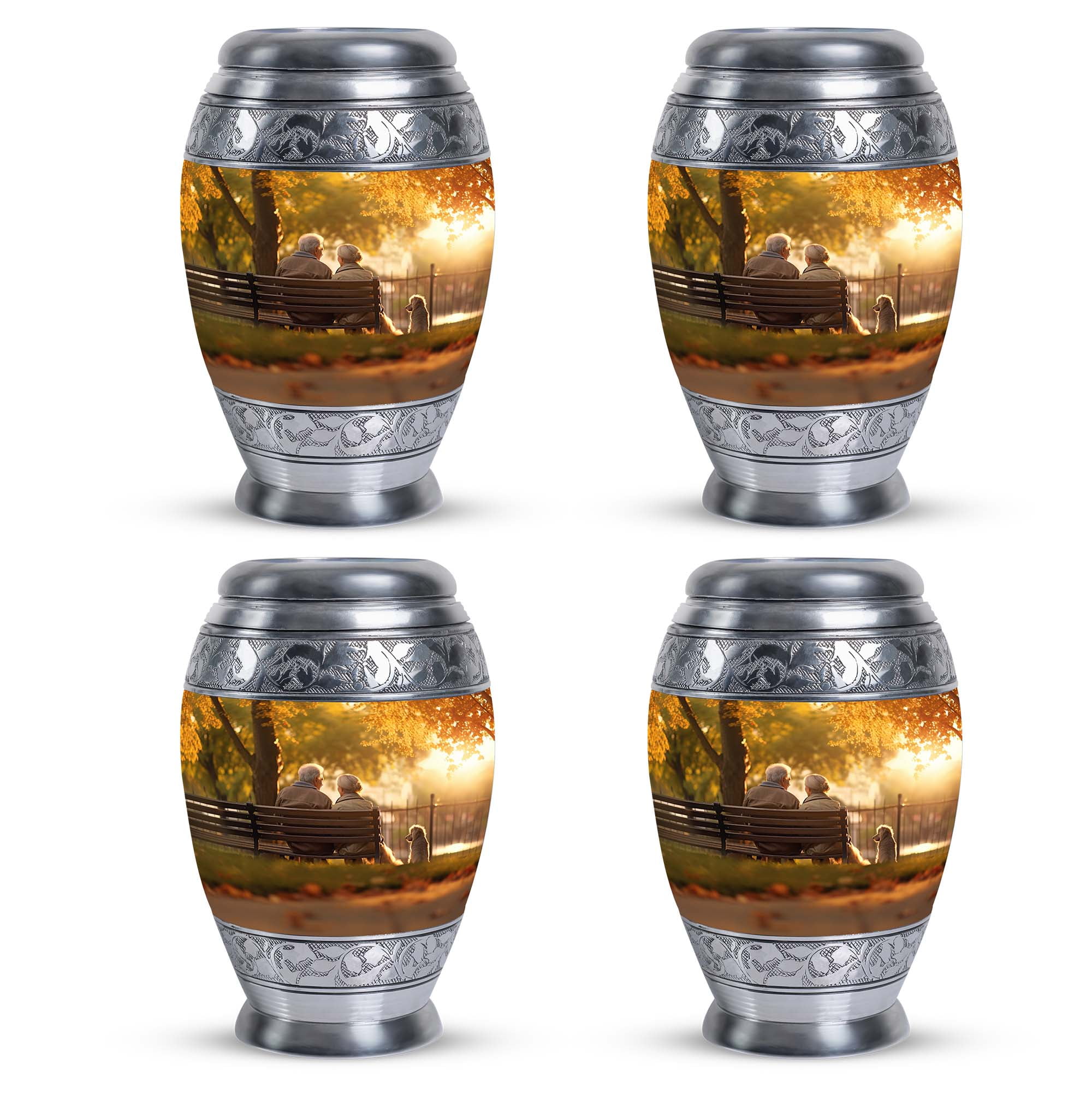 Old Couple Sitting On Bench Mini Keepsake Urns - Cremation Urns For ...