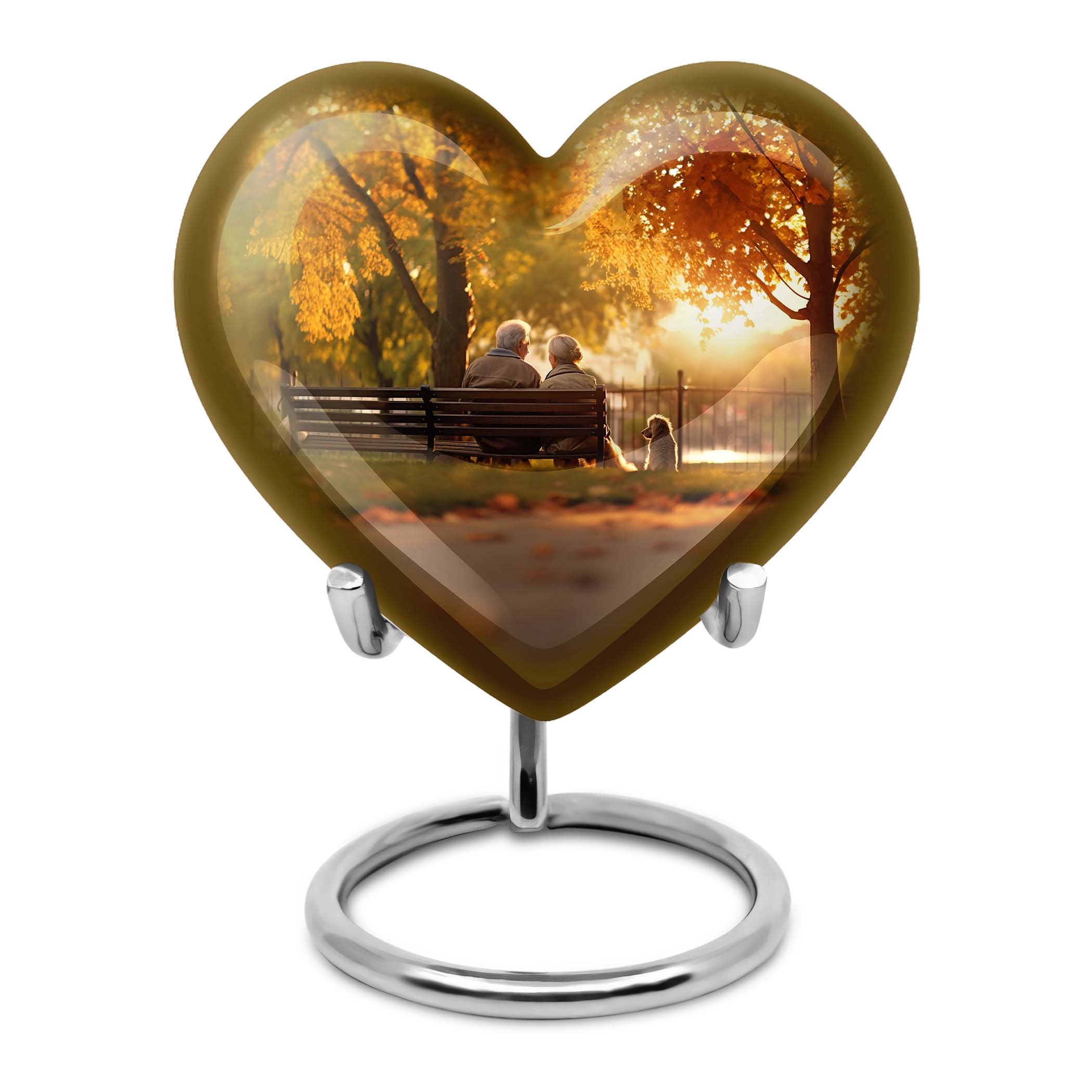 Old Couple Sitting On Bench Small Urns For Human Ashes, Heart Urns For ...