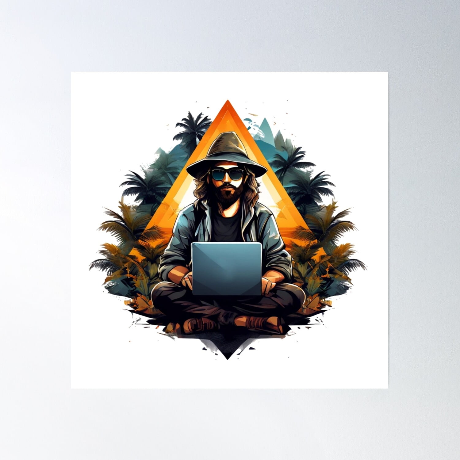 Old Digital Nomad Triangle Design: Tropical Art Collection Poster Wall ...
