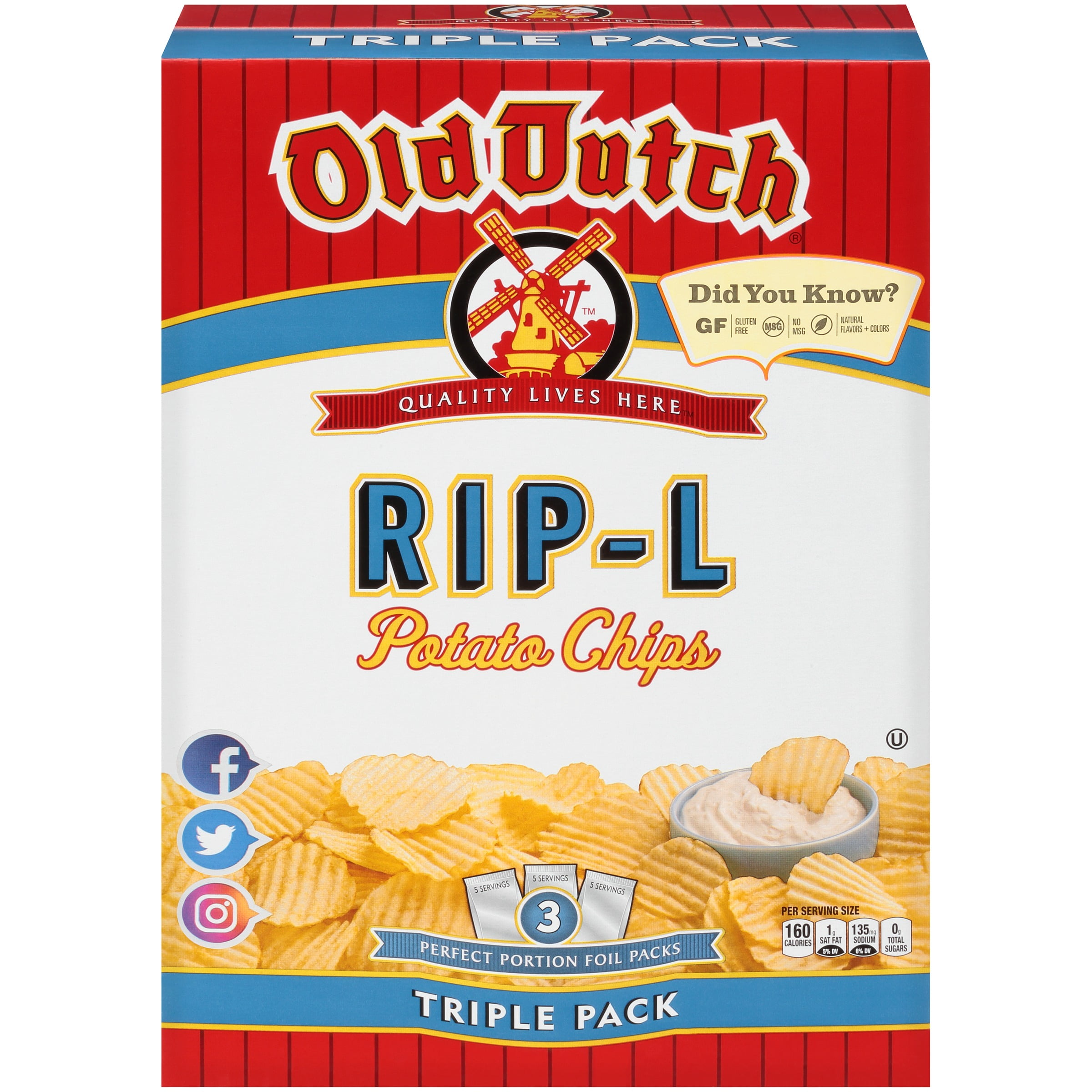 Old Dutch Rip-L Potato Chips, 15 oz. - Walmart.com