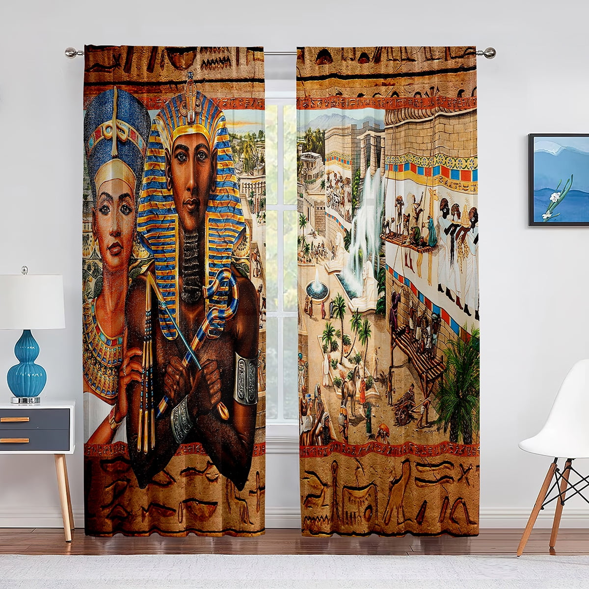 Old Egyptian Pyramids History In Desert with Camel Sheer Voile Curtains ...