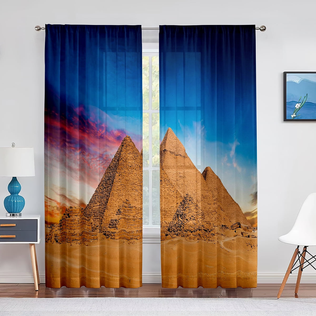 Old Egyptian Pyramids In Desert Flying Eagle Nature Sunshine Sheer ...