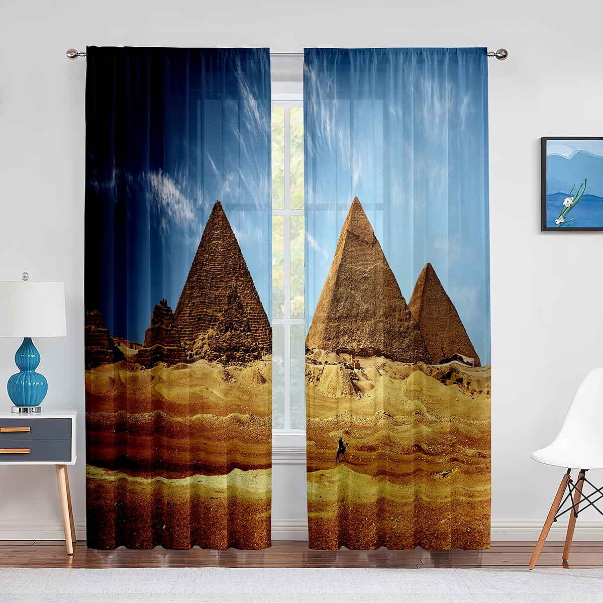 Old Egyptian Pyramids In Desert Flying Eagle Nature Sunshine Sheer ...