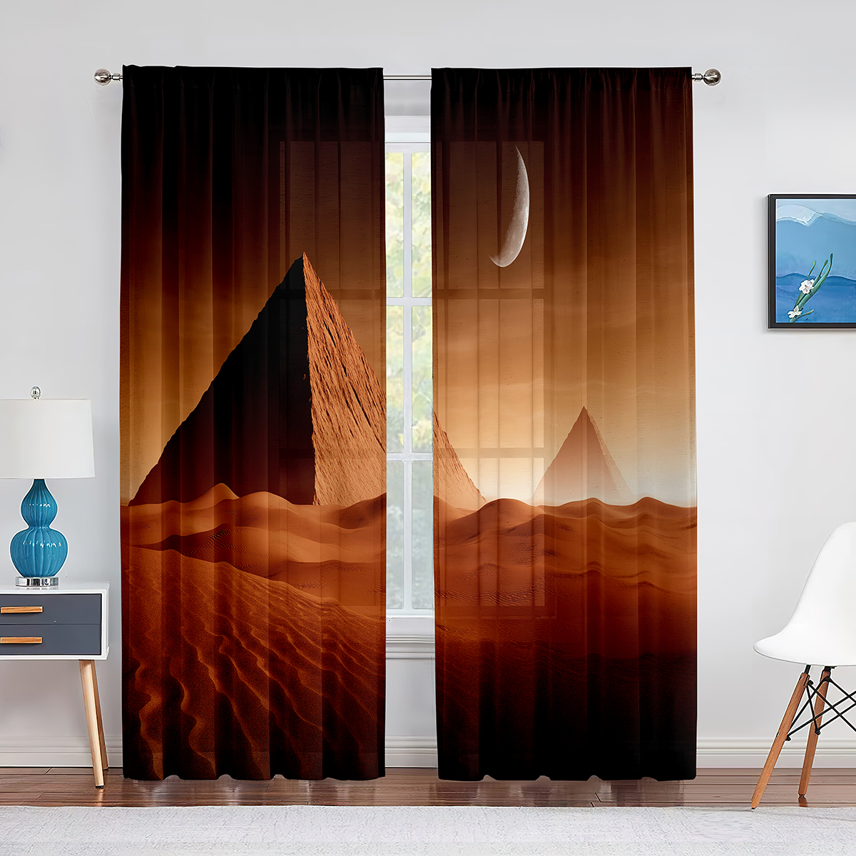 Old Egyptian Pyramids In Desert Flying Eagle Nature Sunshine Sheer ...