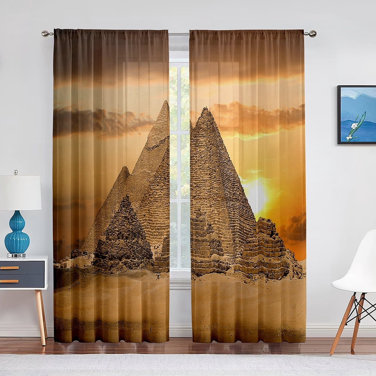 Old Egyptian Pyramids In Desert Flying Eagle Nature Sunshine Sheer ...