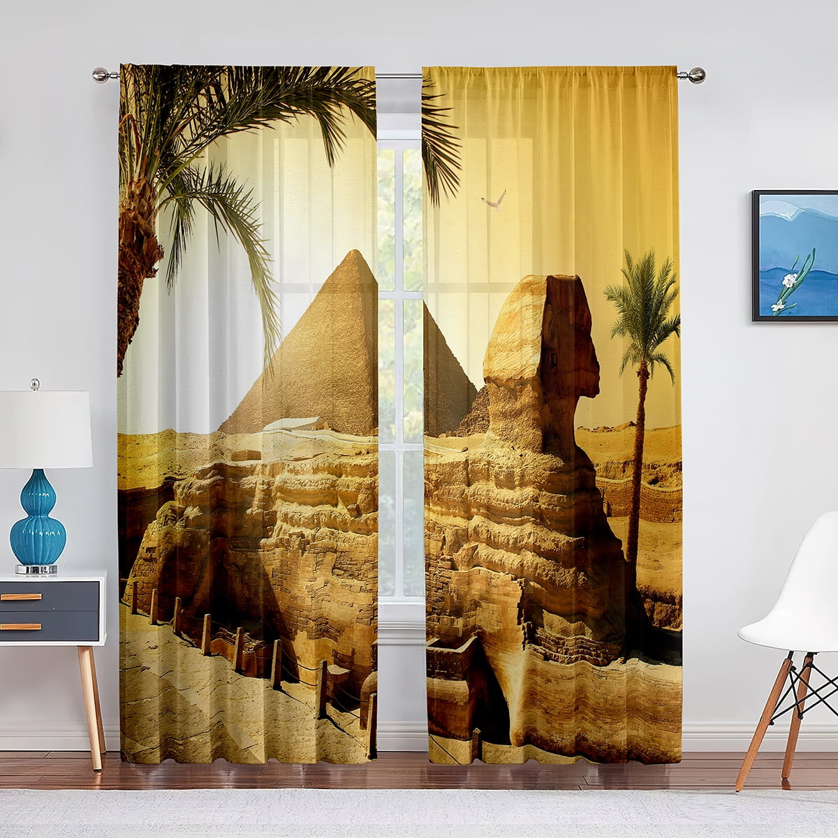 Old Egyptian Pyramids In Desert Flying Eagle Nature Sunshine Sheer ...