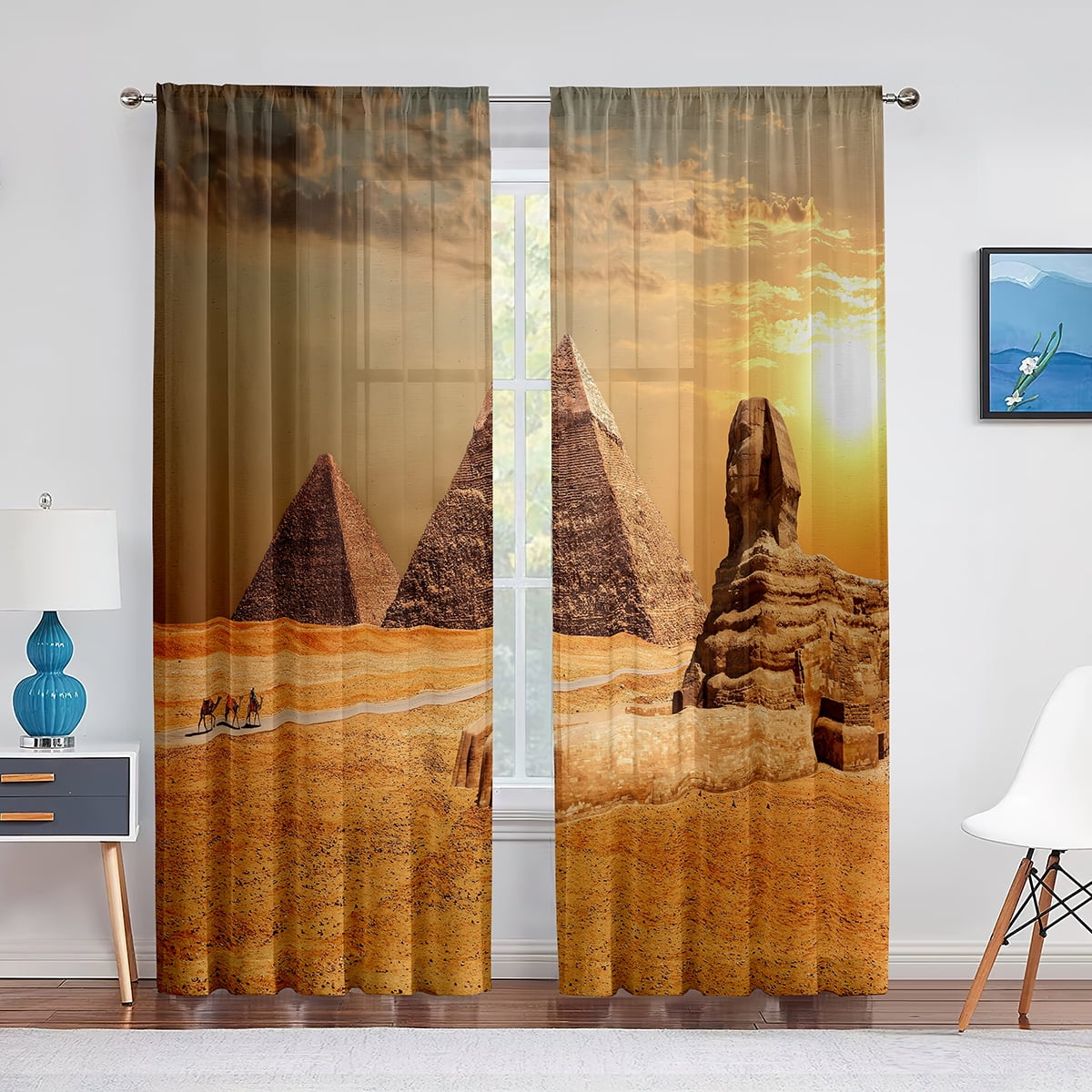 Old Egyptian Pyramids In Desert Flying Eagle Nature Sunshine Sheer ...