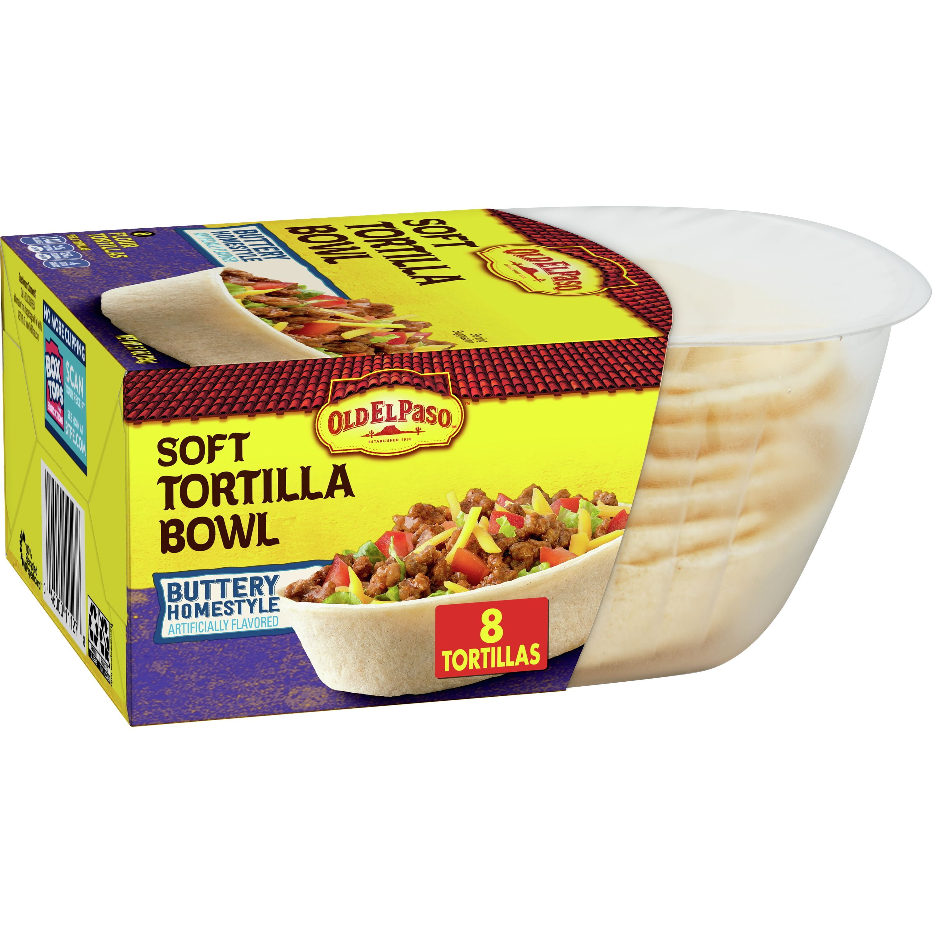 Old El Paso Buttery Homestyle Soft Tortilla Bowls, 8 ct, 6.7 oz, Easy to Fill and Eat - Walmart.com