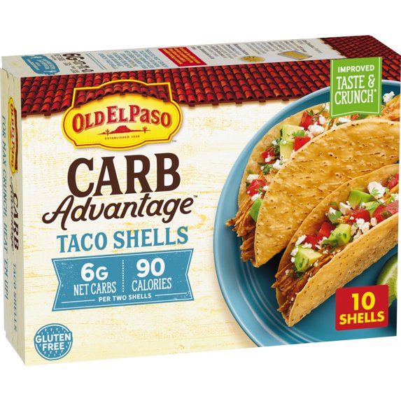 Old El Paso Carb Advantage Crunchy Taco Shells, 6g Net Carbs, 90 ...