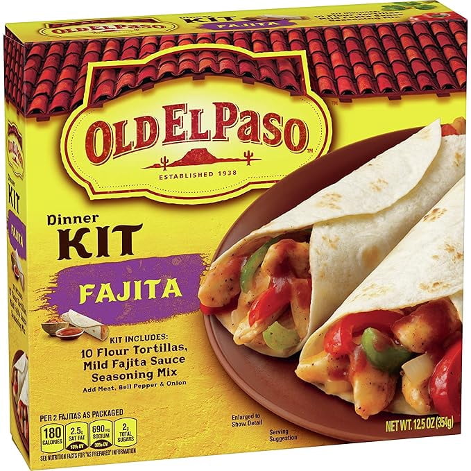 Old El Paso Fajita Dinner Kit With Flour Tortillas, Mild Fajita Sauce ...