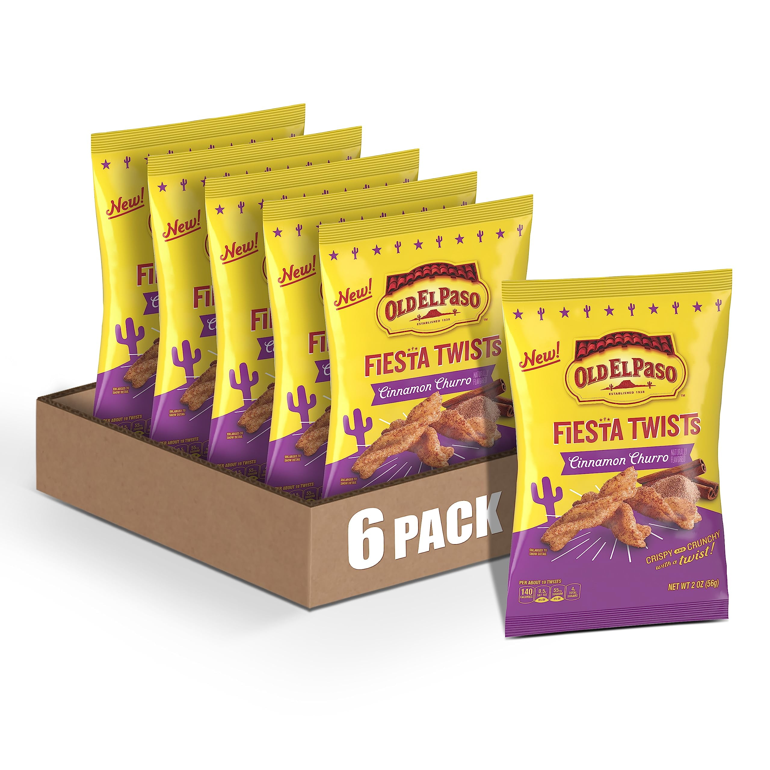Old El Paso Fiesta Twists, Cinnamon Churro, Crispy Corn Snacks, 2 oz ...