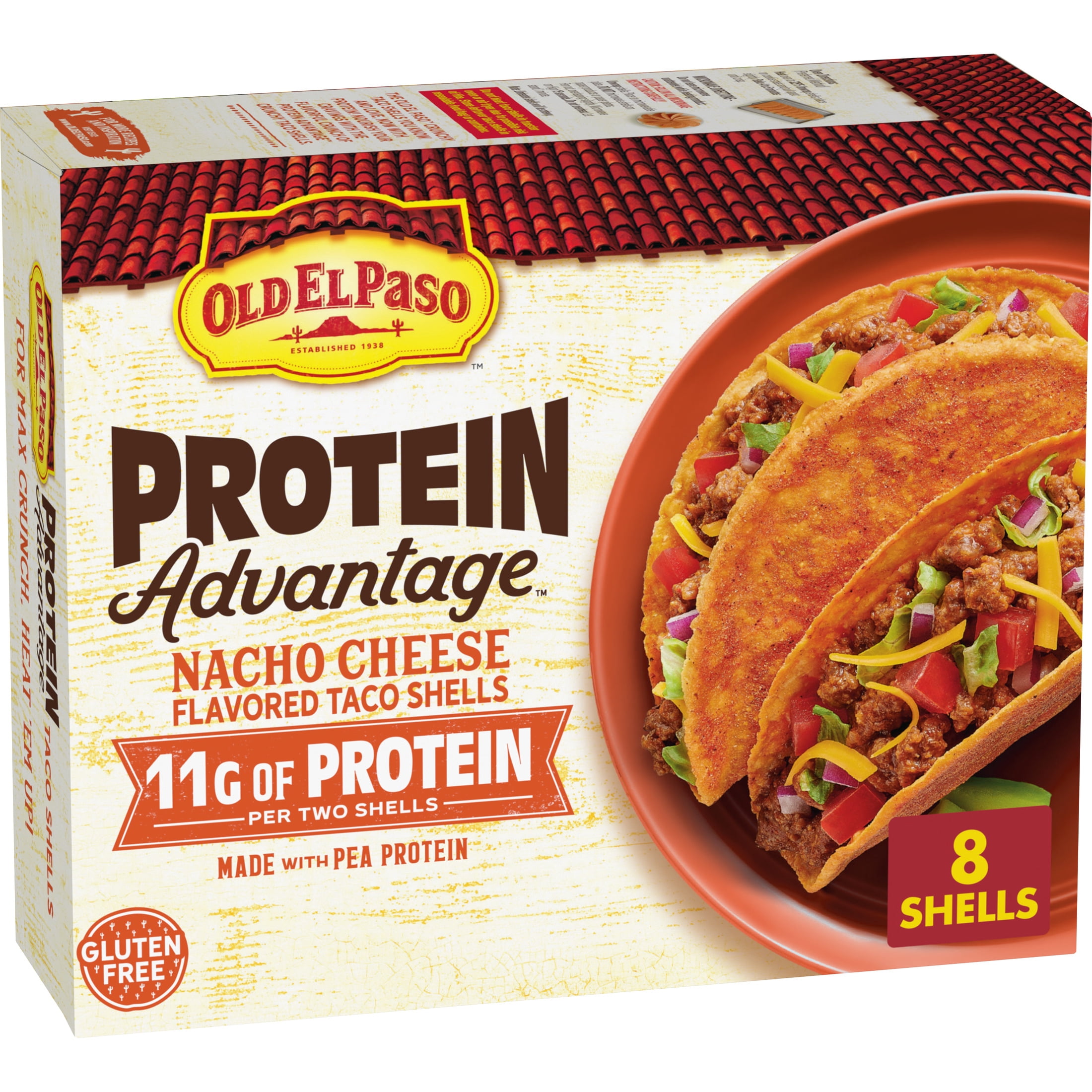 Old El Paso Protein Advantage Taco Shells, Nacho Cheese, 11g Protein, 8 ...