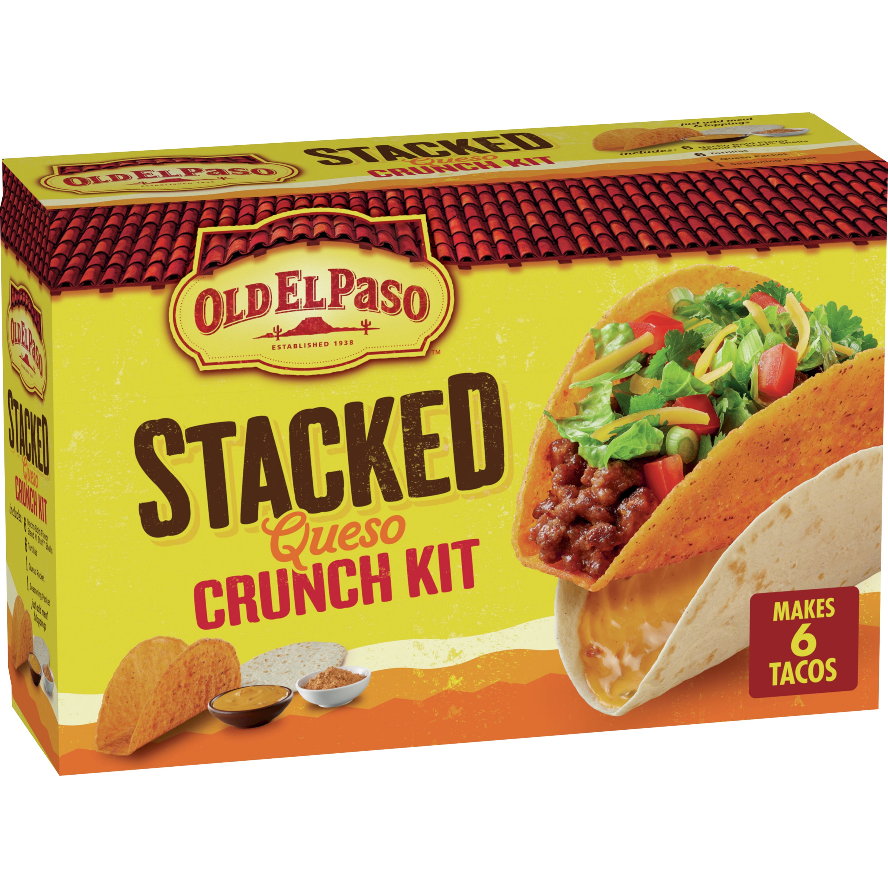 Old El Paso Stacked Queso Crunch Taco Kit, 6-count, 13.25 oz. - Walmart.com
