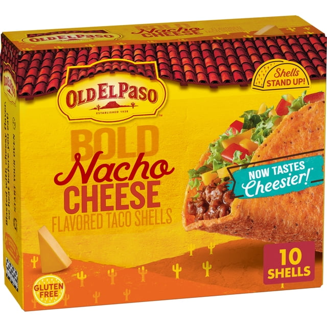 Old El Paso Stand 'N Stuff Bold Nacho Cheese Flavored Taco Shells, 10 ...