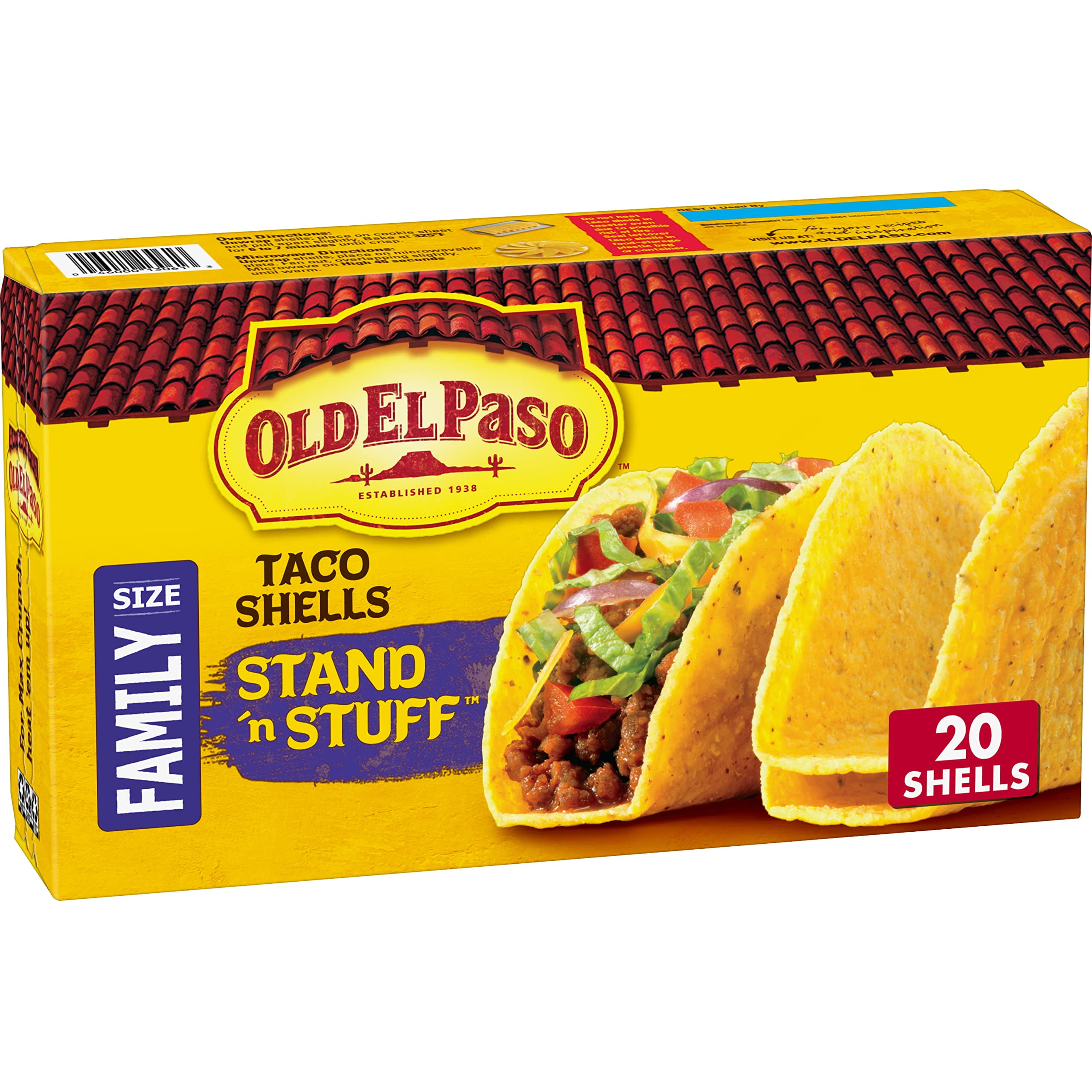 Old El Paso Stand 'N Stuff Taco Shells, Gluten Free, Family Size, 20 ...