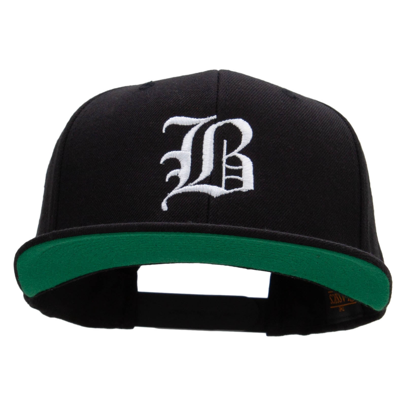 Old English B Embroidered Flat Bill Cap - Black OSFM - Walmart.com