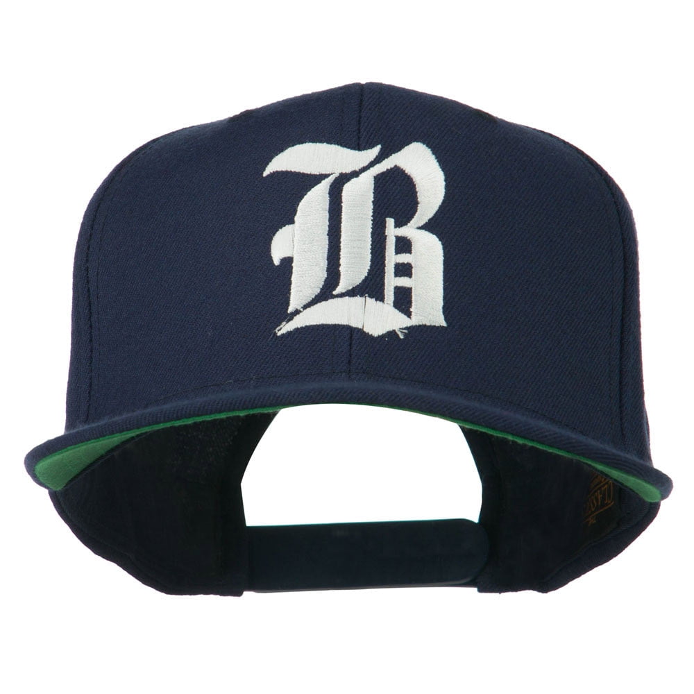 Old English B Embroidered Flat Bill Cap - Navy OSFM - Walmart.com
