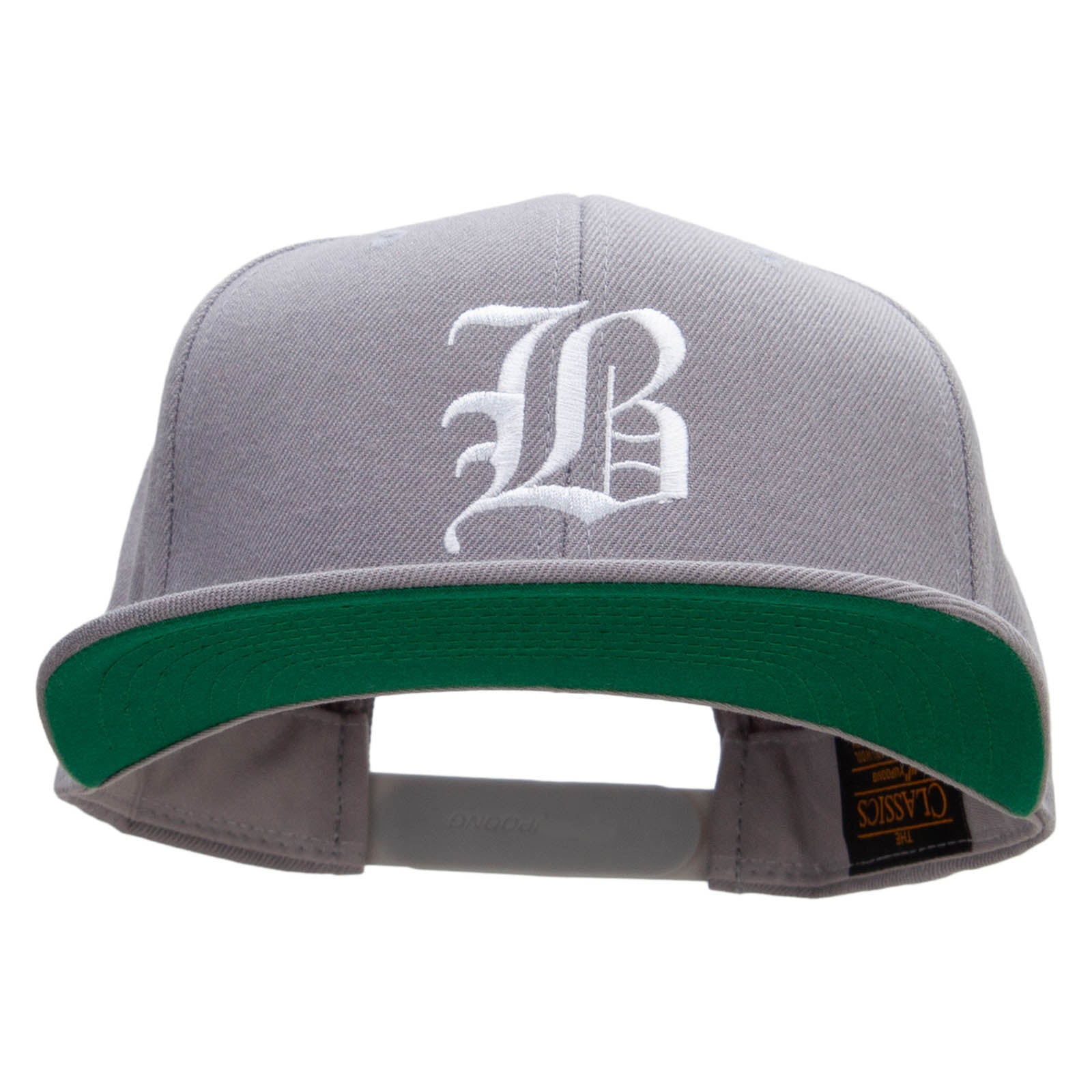 Old English B Embroidered Flat Bill Cap - Silver OSFM - Walmart.com