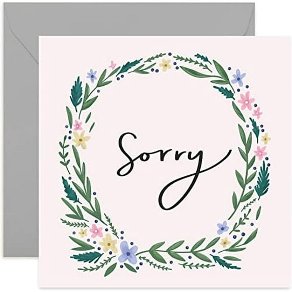 Old English Co. Floral Sorry Sympathy Card - Simple Neutral Square With ...
