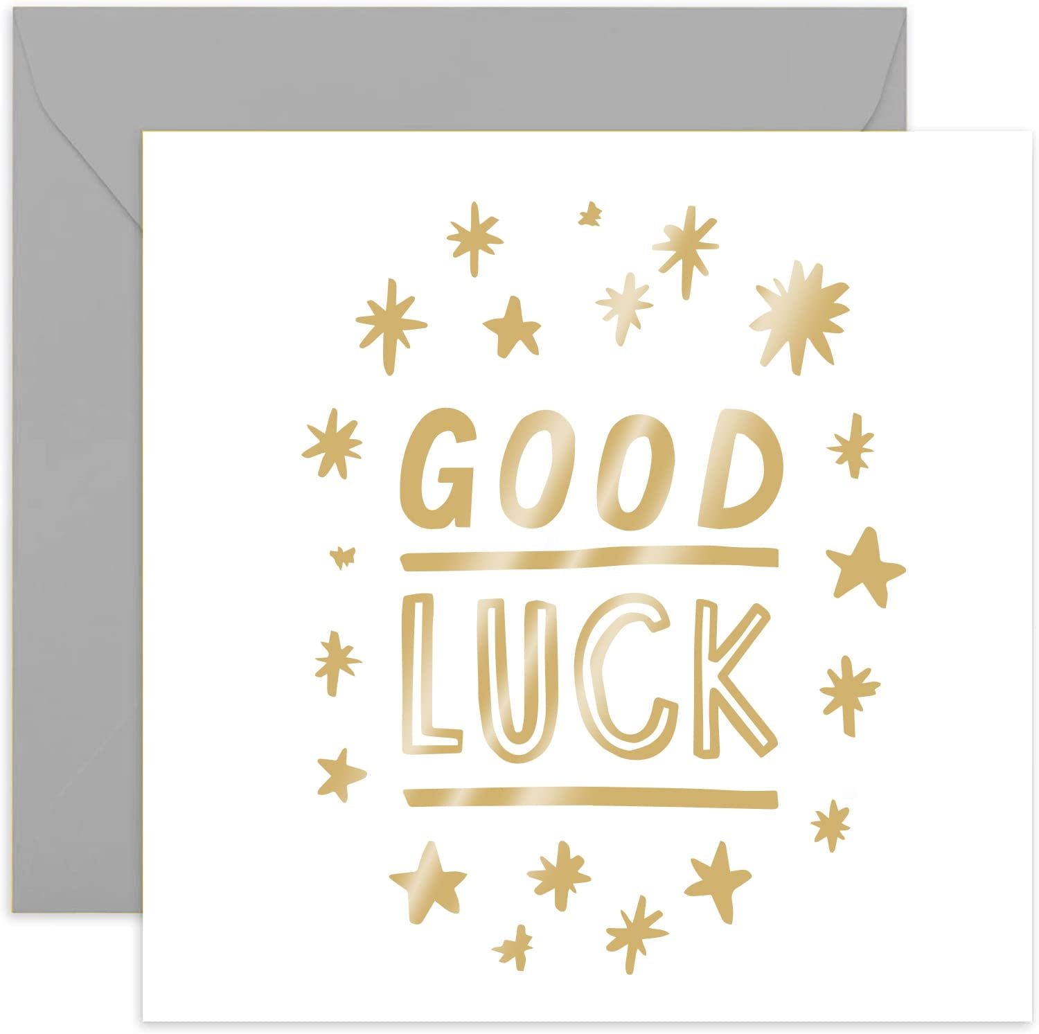 Old English Co. Gold Sparkles Good Luck Card - Bold Gold Foil Greeting ...