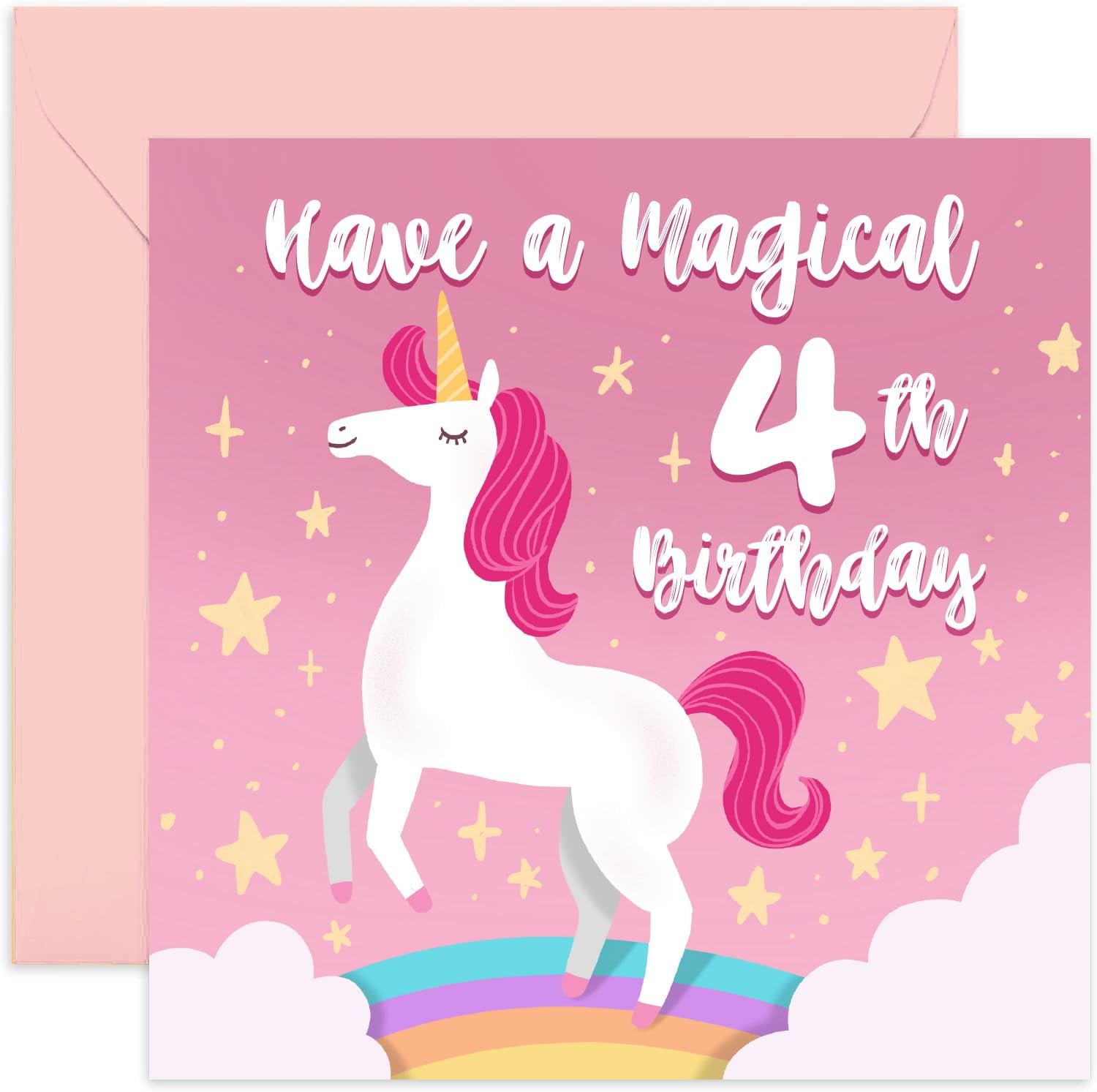 Old English Co. Happy 4th Birthday SMRCard for Girl - Unicorn ...