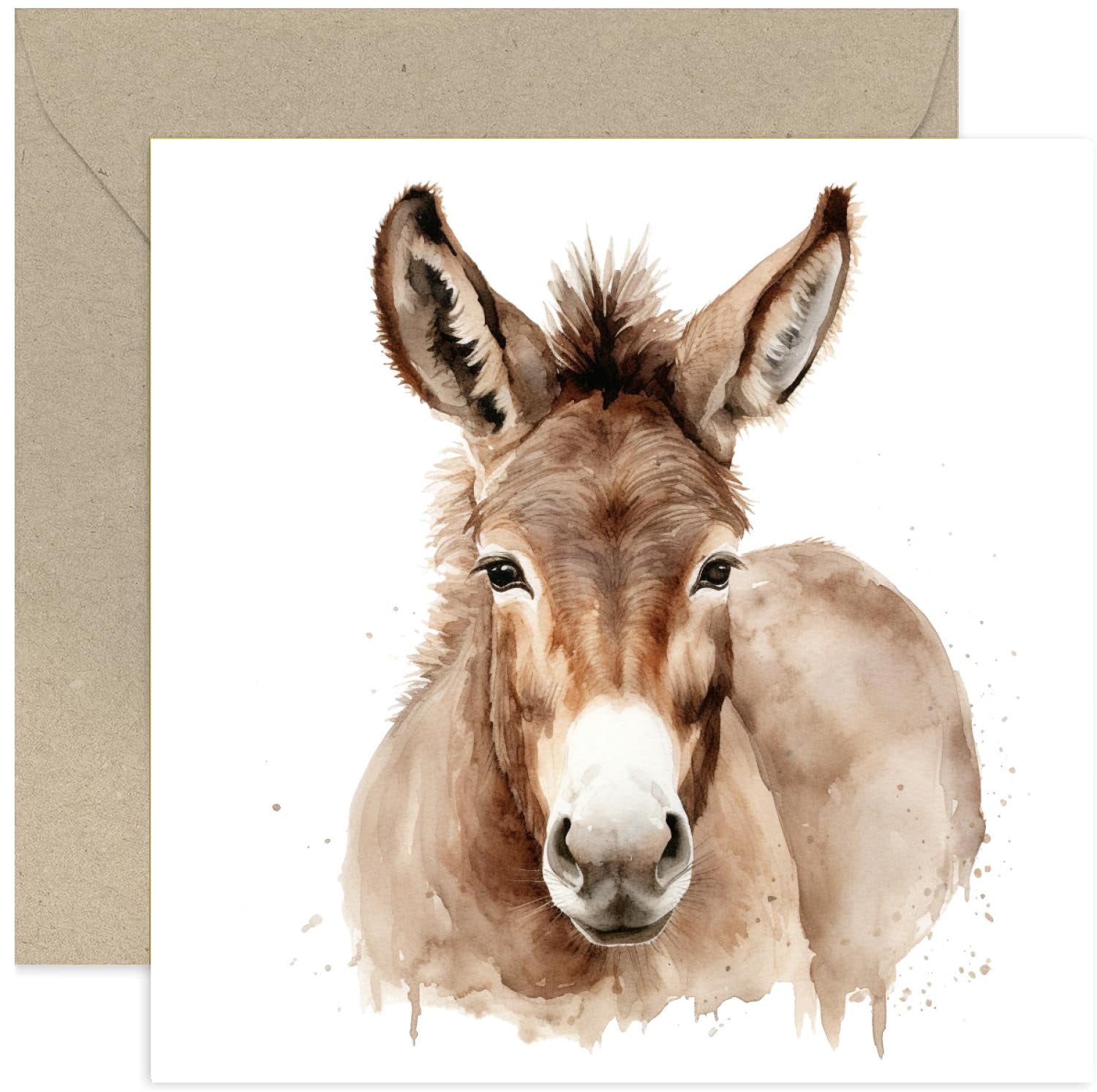 Old English Co. Watercolour Donkey Greeting Card for Birthday - Cute ...