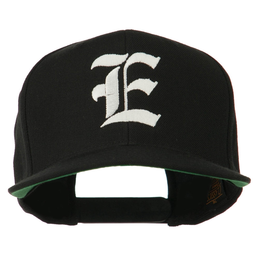 Old English E Embroidered Flat Bill Cap - Black OSFM - Walmart.com