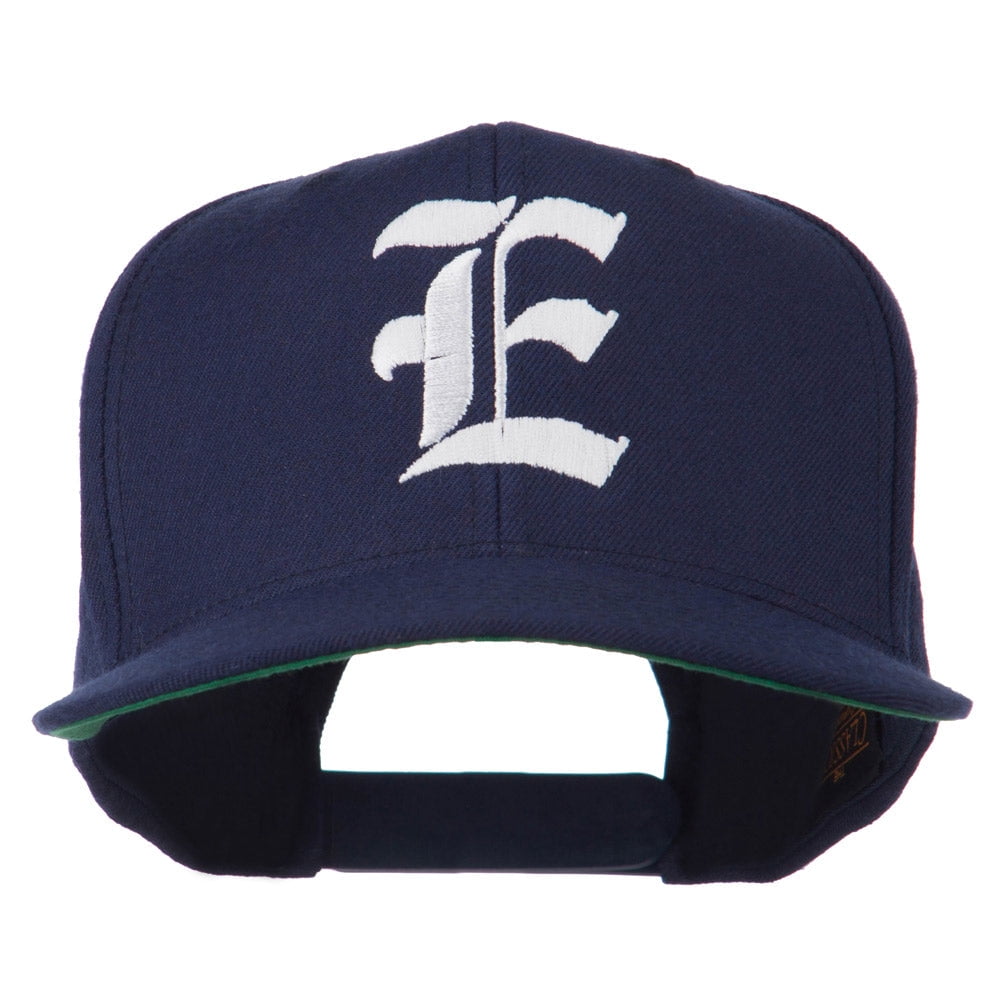 Old English E Embroidered Flat Bill Cap - Navy OSFM - Walmart.com