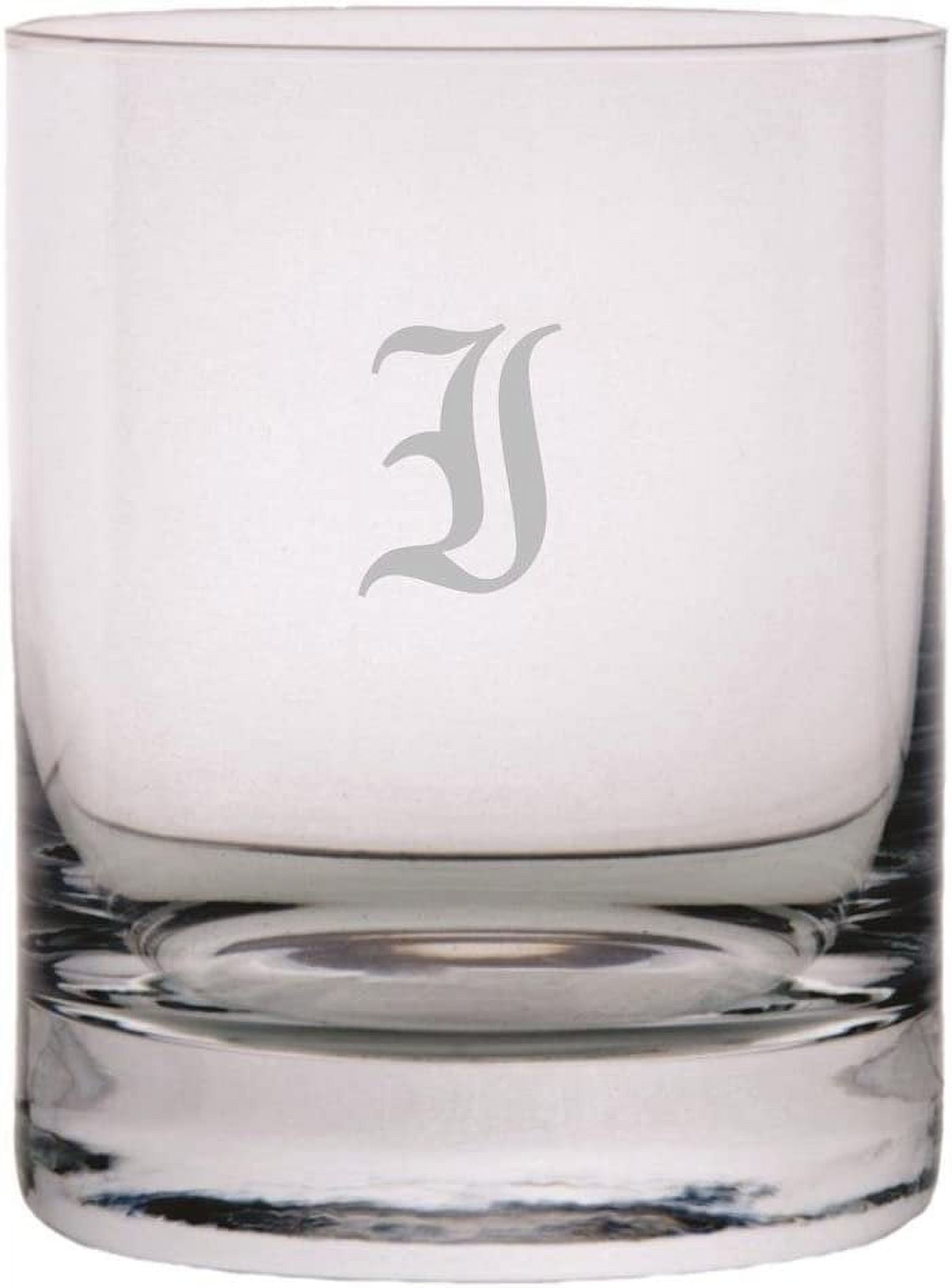 Old English Etched Monogram 11oz StolzleNew York Crystal Rocks Glass ...