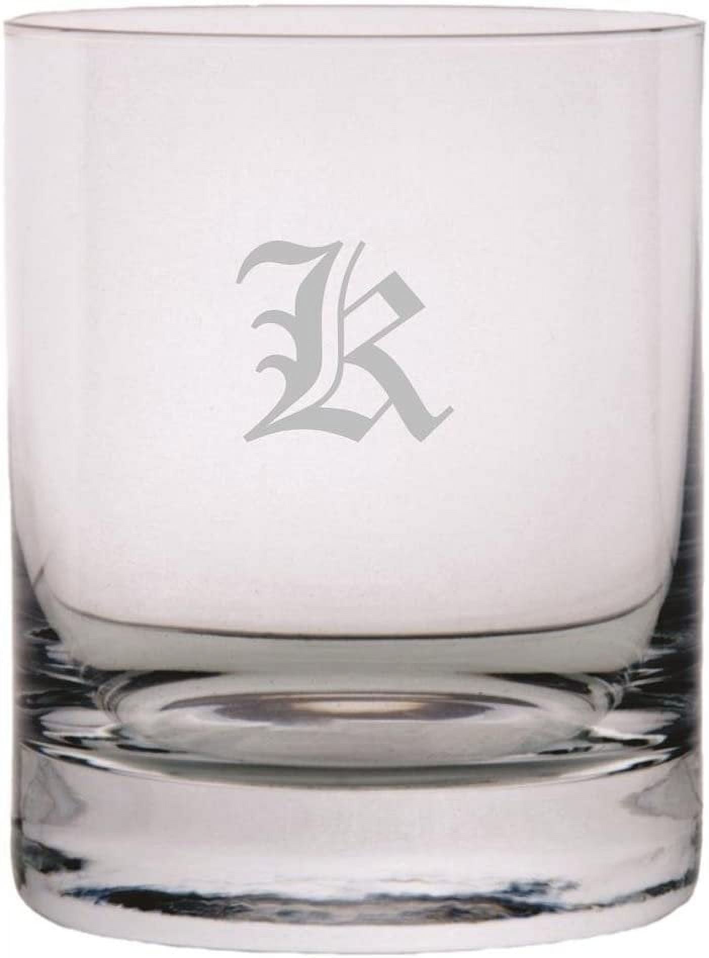 Old English Etched Monogram 11oz StolzleNew York Crystal Rocks Glass ...
