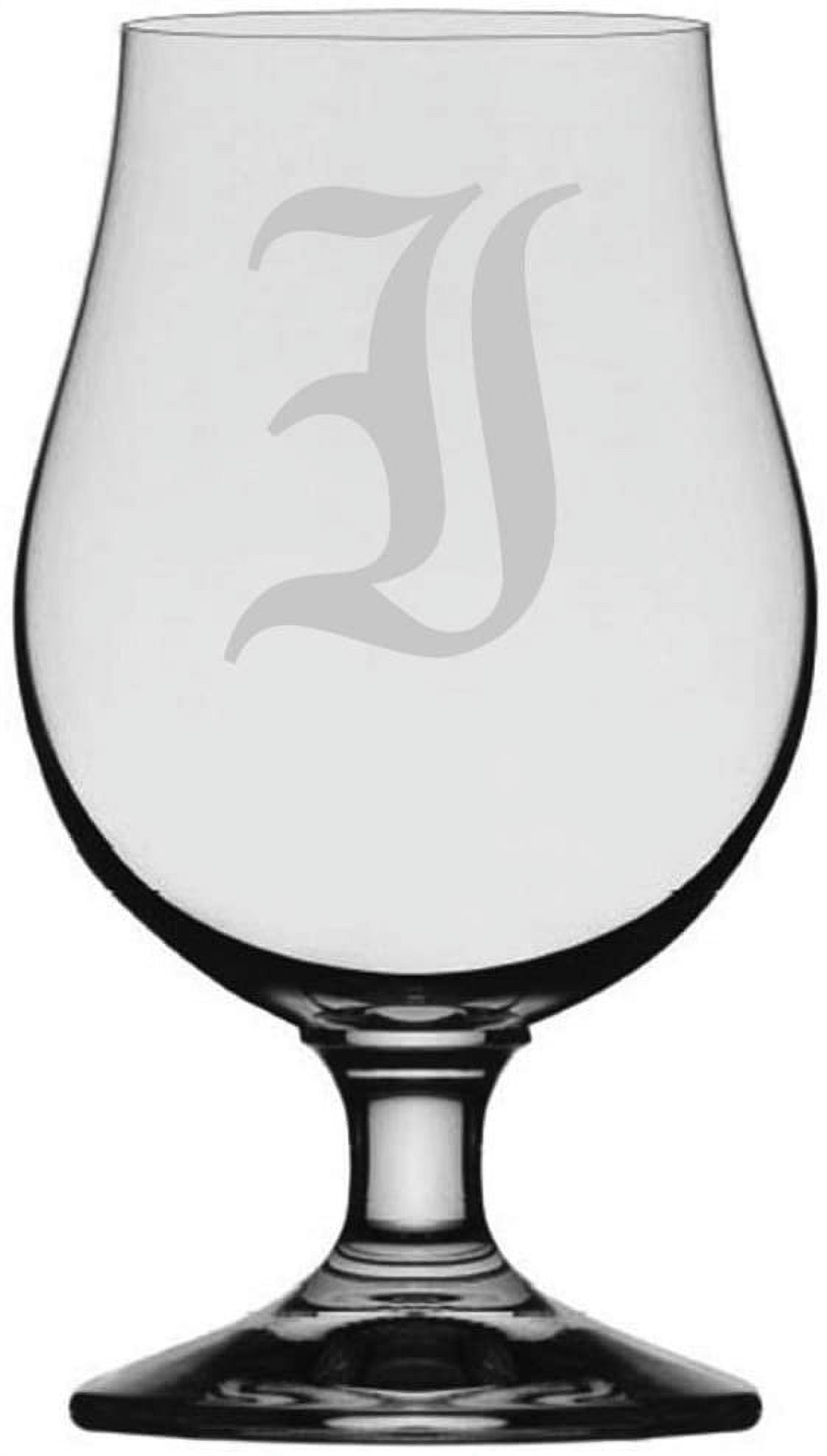 Old English Etched Monogram Glencairn Crystal Iona Beer Glass Letter I ...