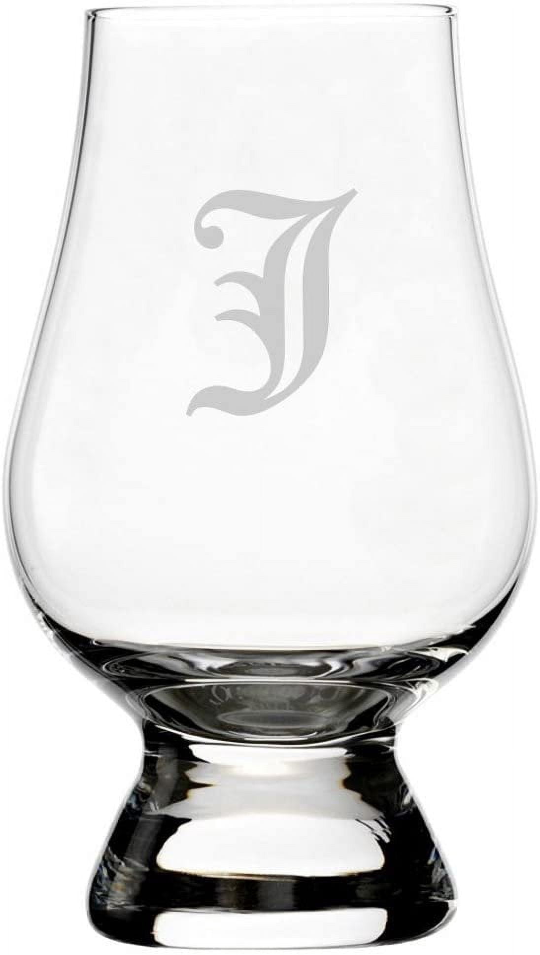 Old English Etched Monogram Glencairn Crystal Whisky Glass Letter J ...