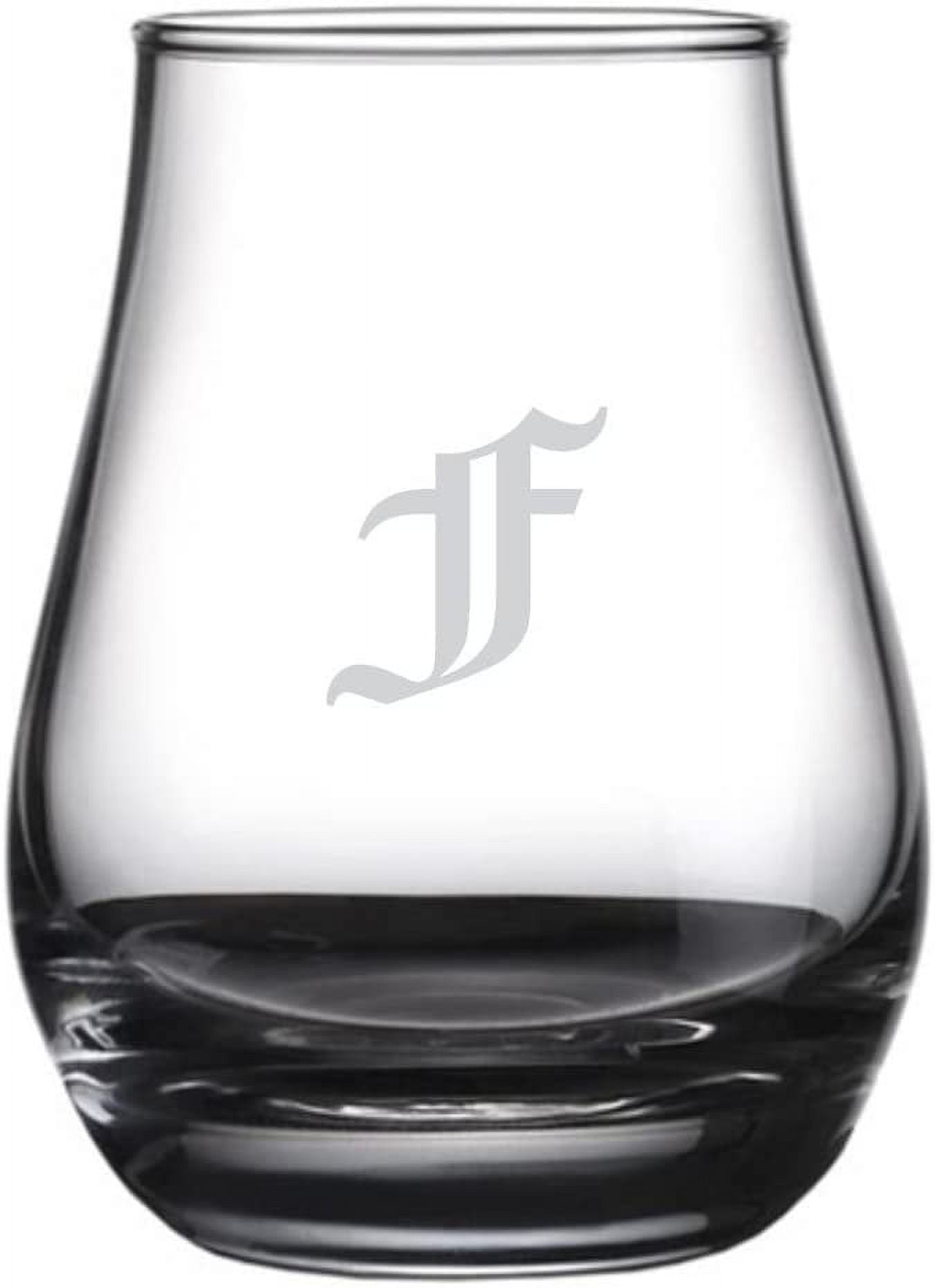 Old English Etched Monogram Spey Dram Whisky Tasting Glass Letter F ...